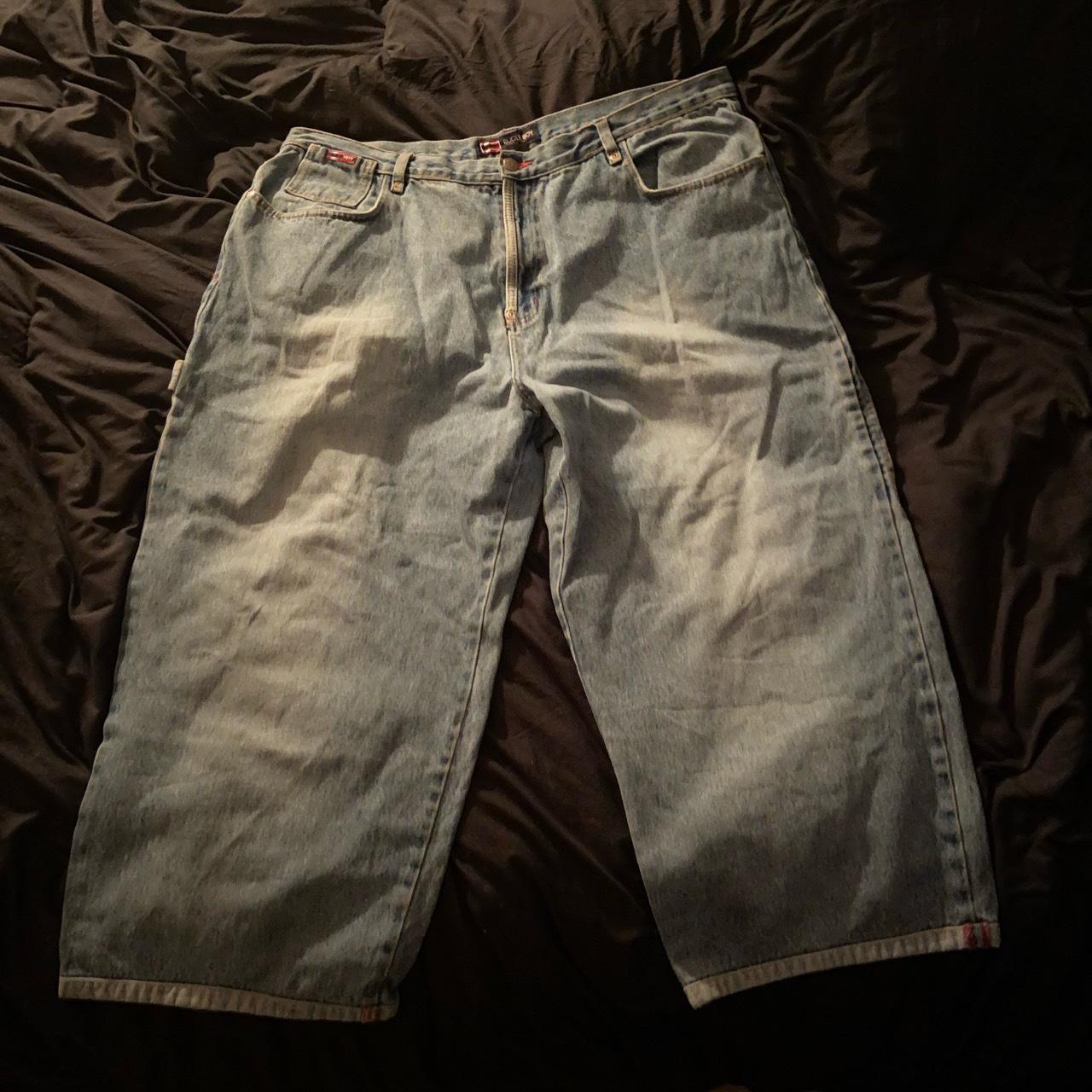 Super baggy bugle boys jeans with back embroidery.... - Depop