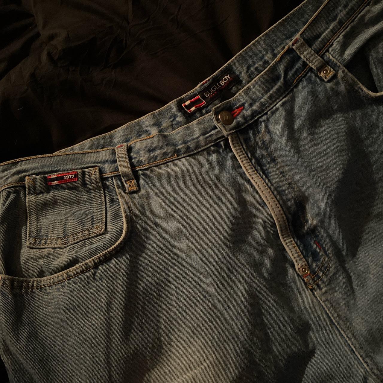 Super baggy bugle boys jeans with back embroidery.... - Depop