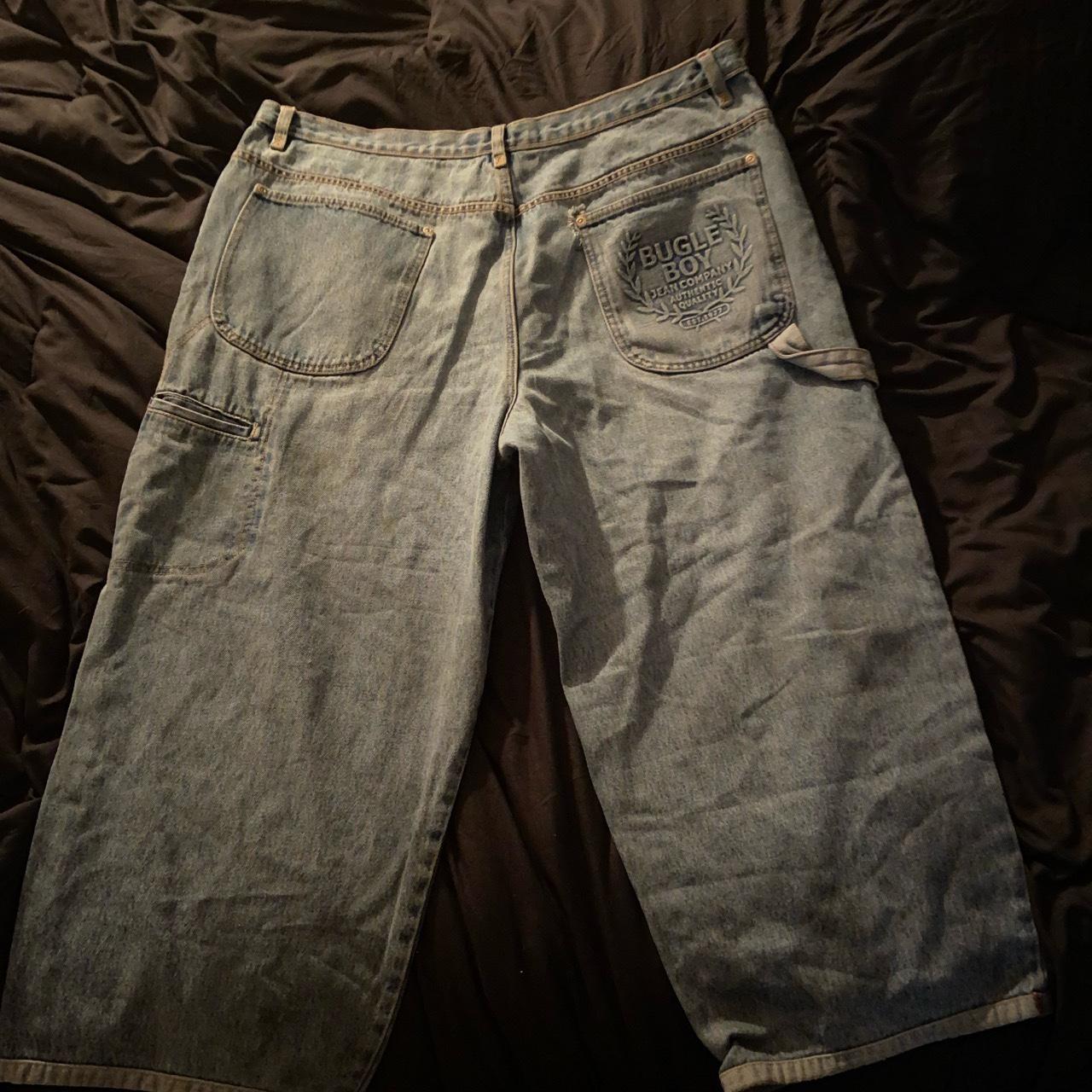Super baggy bugle boys jeans with back embroidery.... - Depop