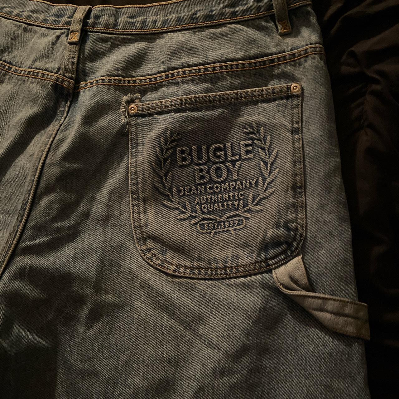 Super baggy bugle boys jeans with back embroidery.... - Depop