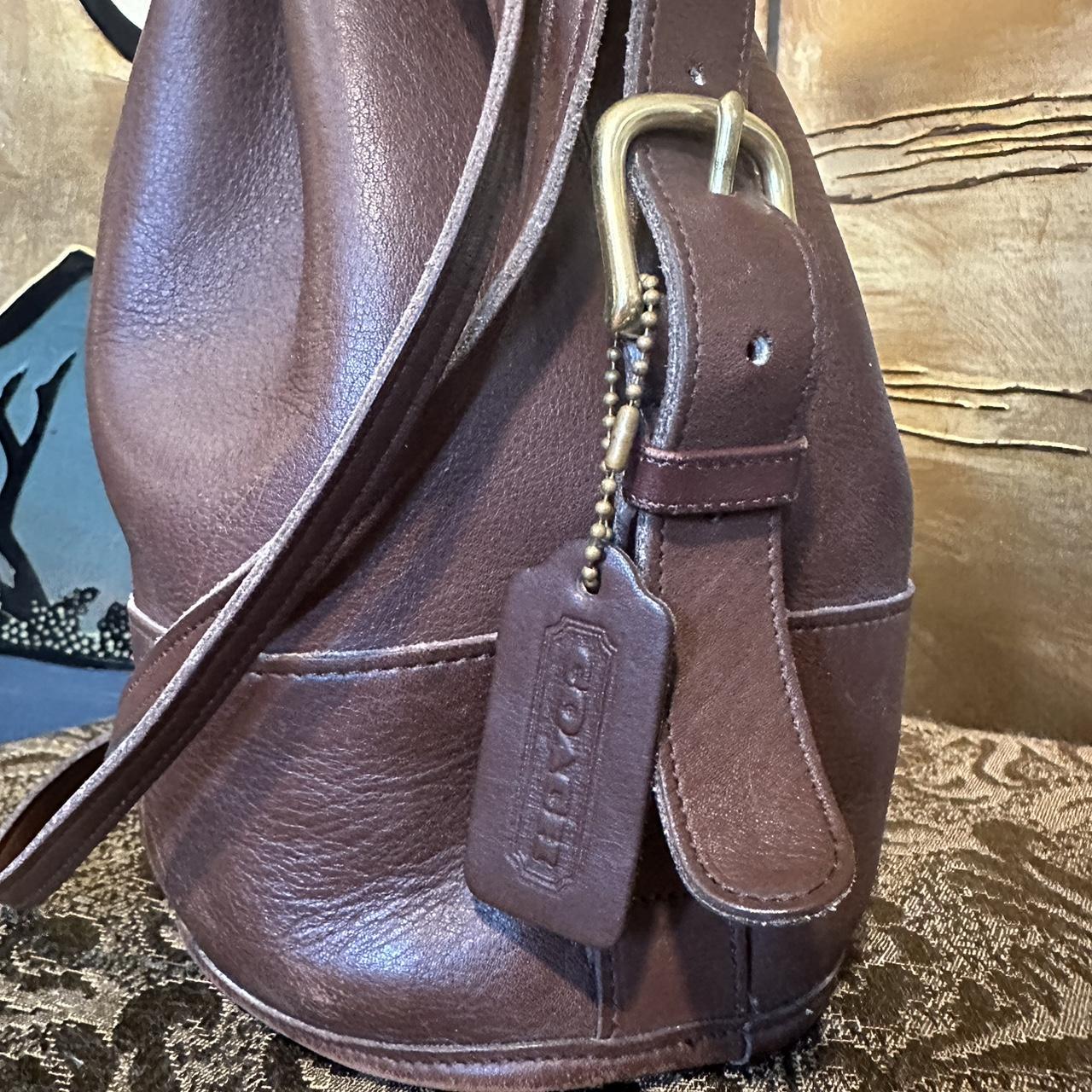 Vintage brown leather Coach bucket backpack.... - Depop