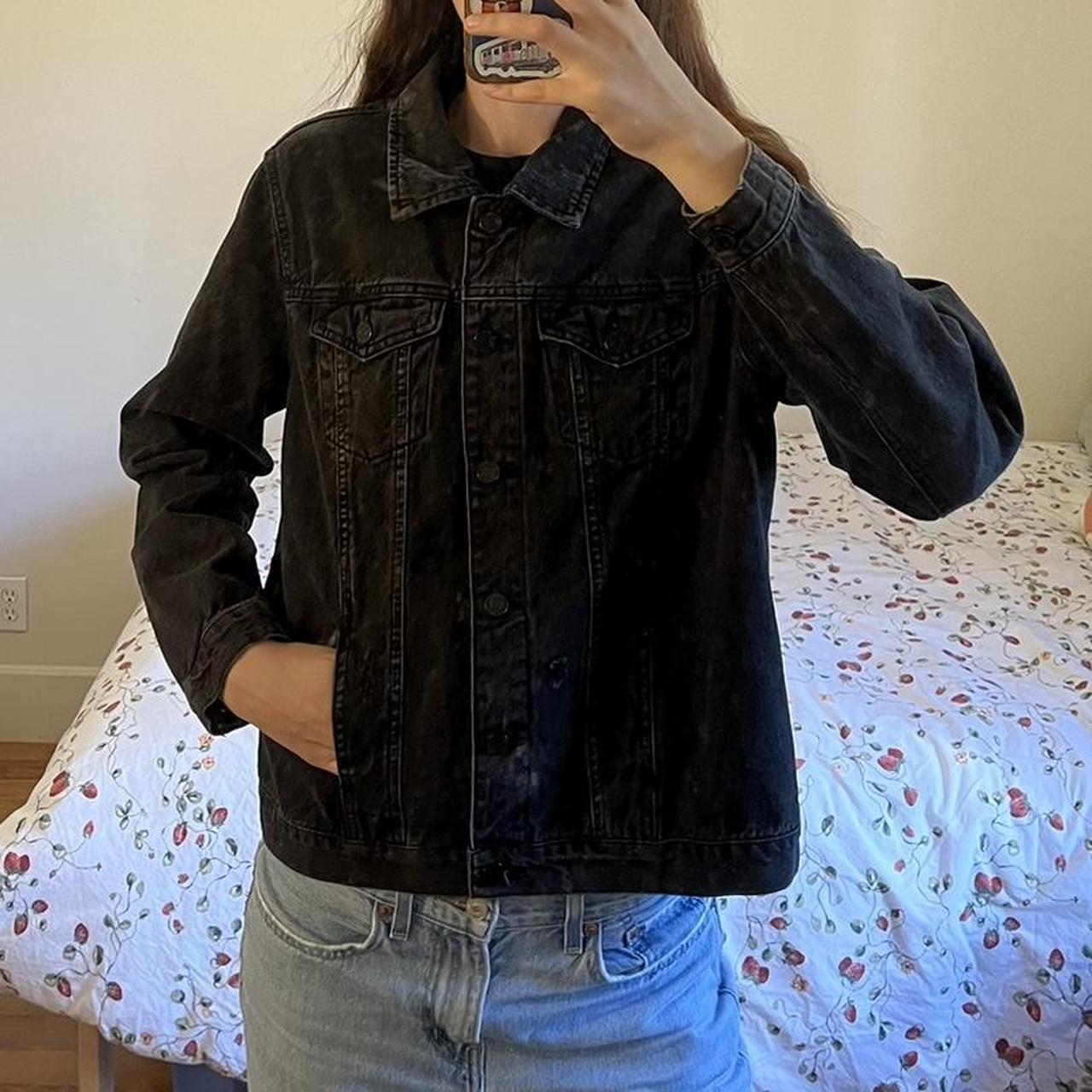 Black distressed denim jacket with a grunge vibe... - Depop