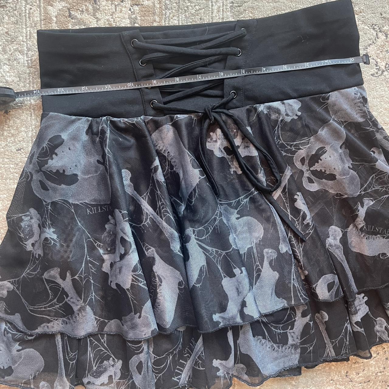 Killstar Hipdi mini skirt in black and grey skeleton... - Depop