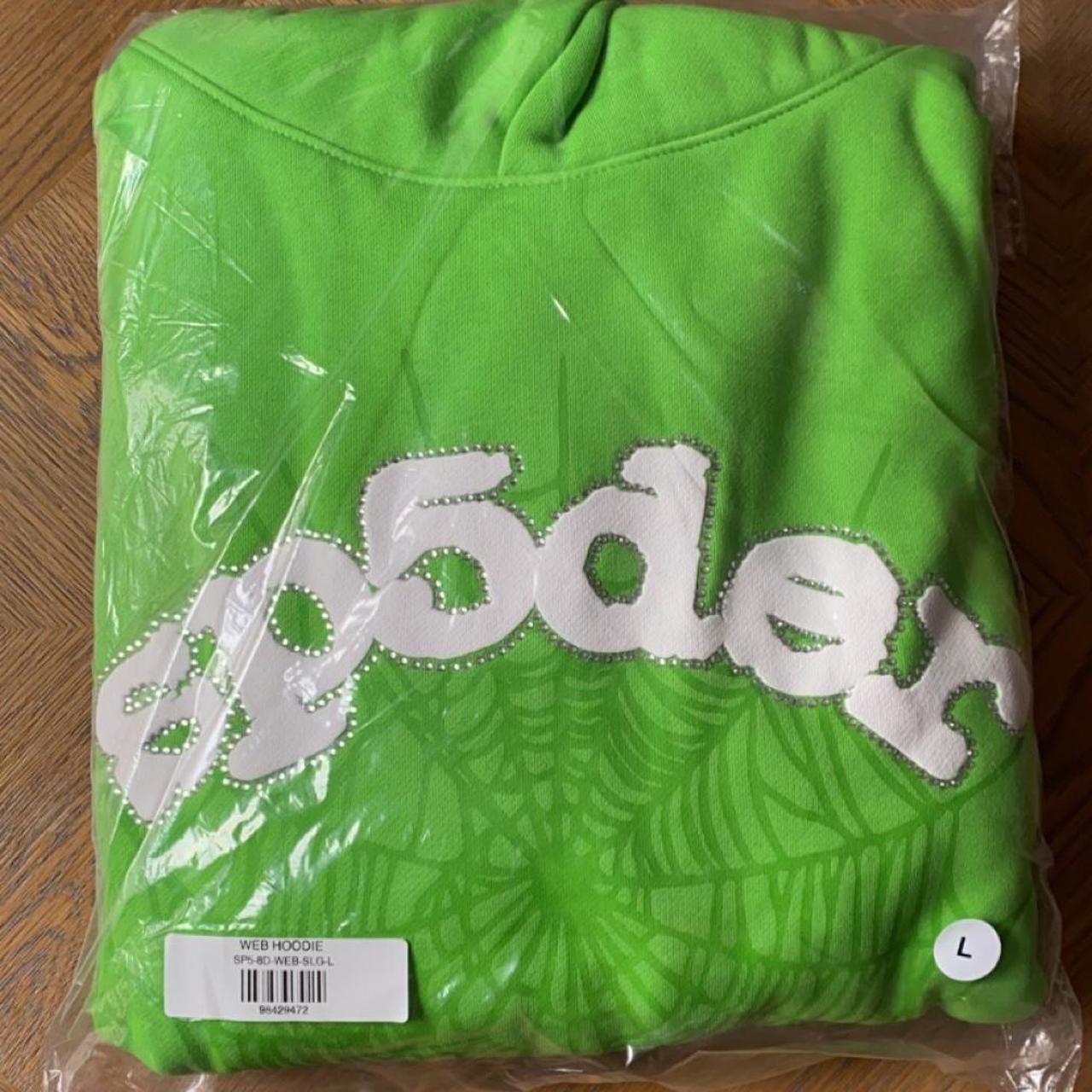 Sp5der Hoodie Lime Green Sz L r3p Different Material... - Depop