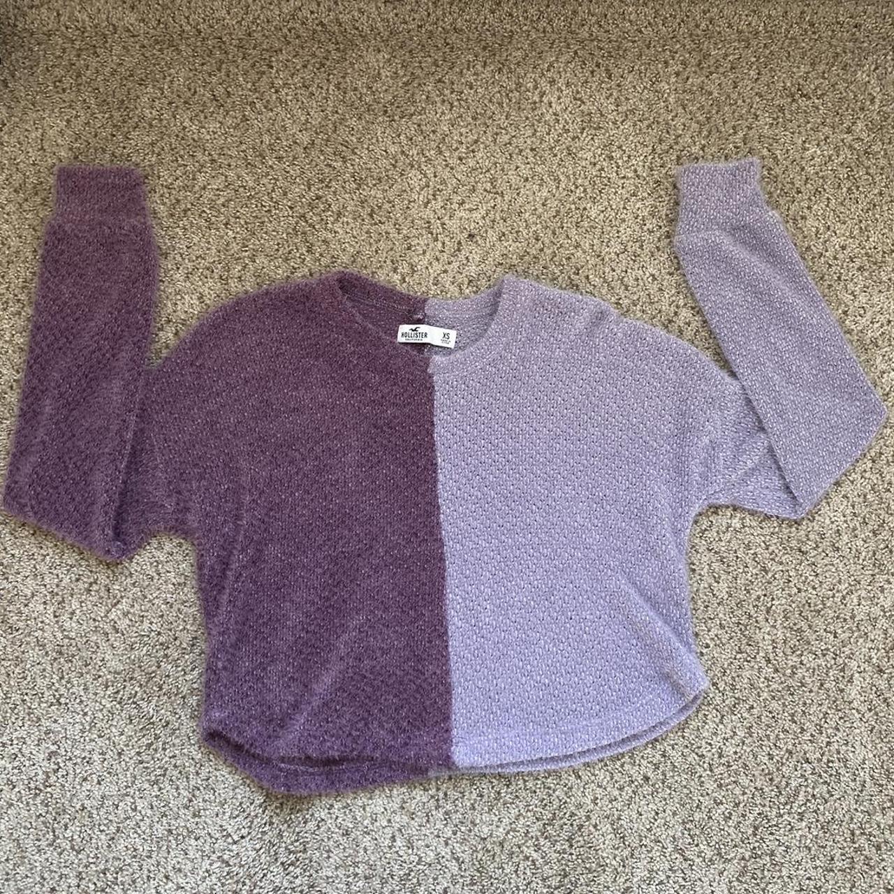 Hollister purple color block fuzzy cropped long sleeve - Depop Hollister purple color block fuzzy cropped long sleeve - Depop