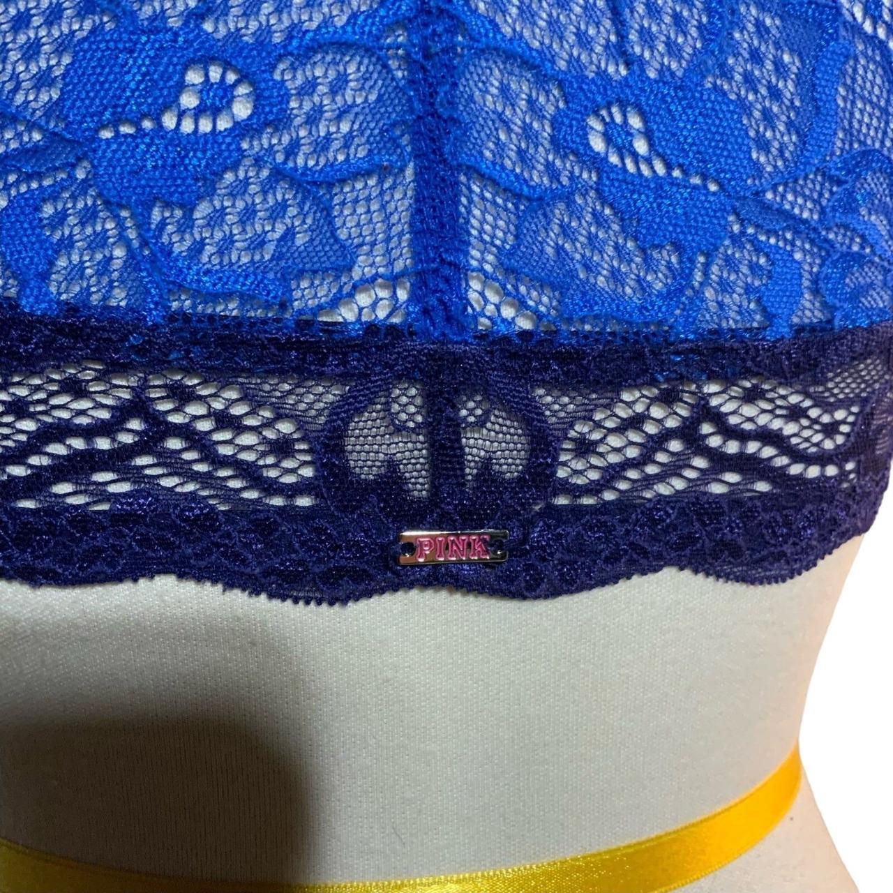 Victorias Secret Pink Blue Lace Racerback Bra... - Depop