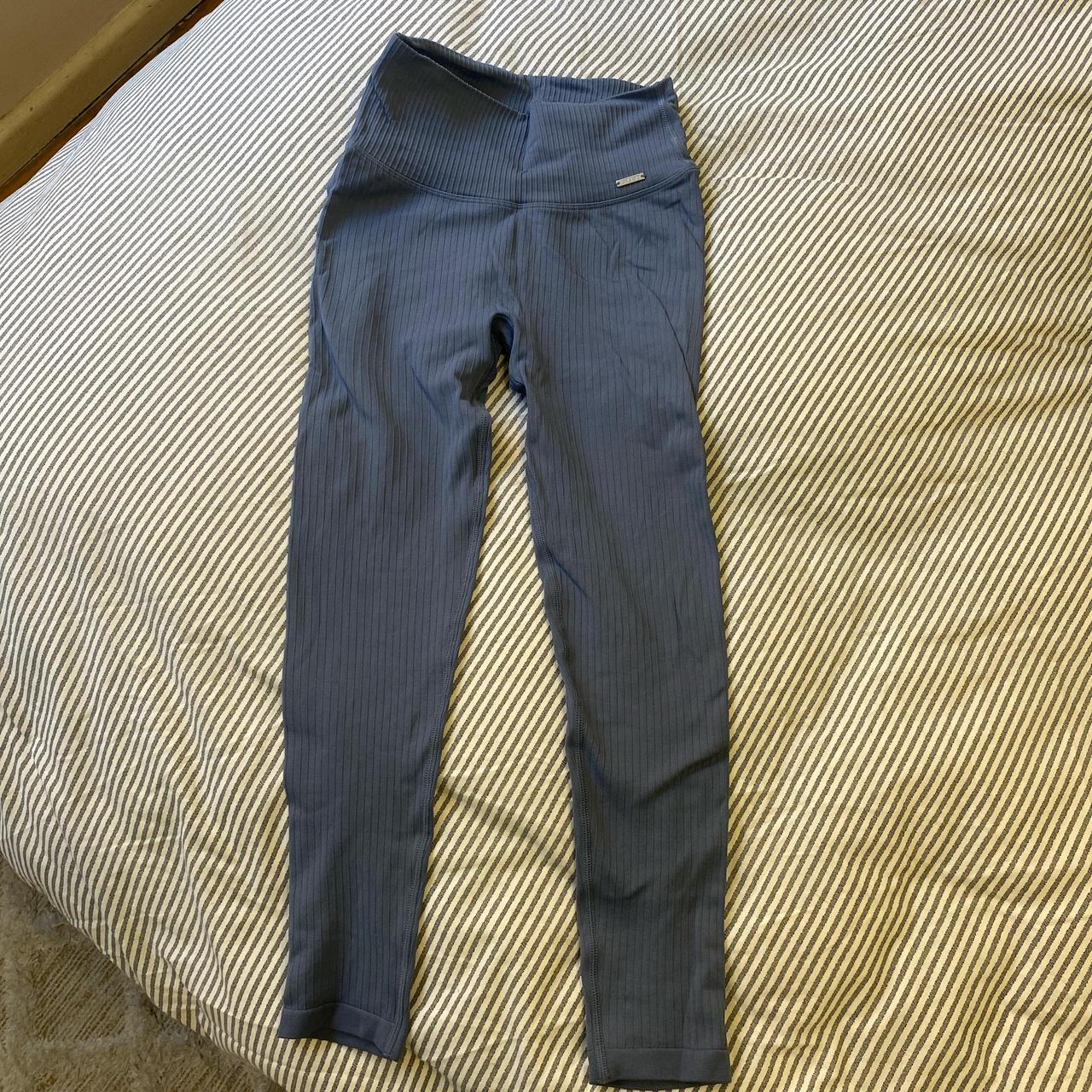 Aimn ribbed blue leggings - only worn a few times,... - Depop