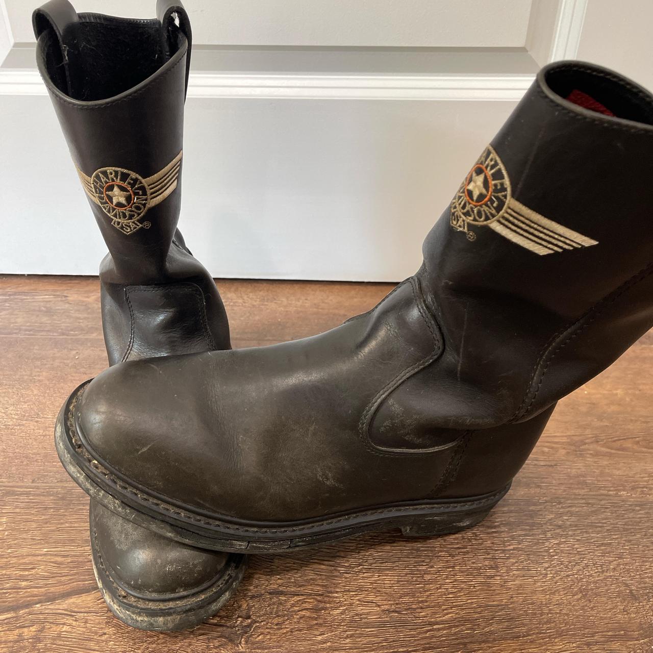 Black Harley Davidson Riding Boots - Genuine... - Depop
