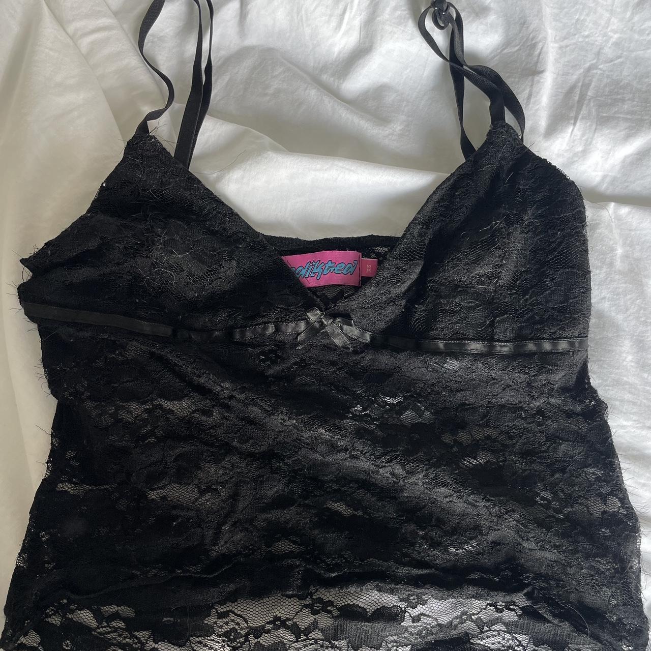Edikted Eira Sheer Lace Tank Top Black - Depop