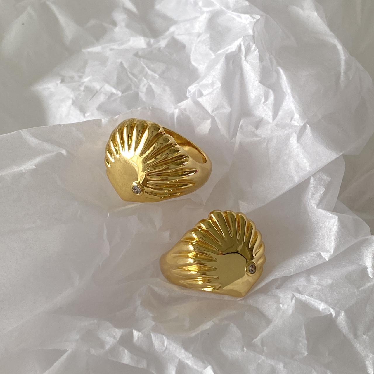 Celestial Shell Ring - material: 18k gold plated... - Depop