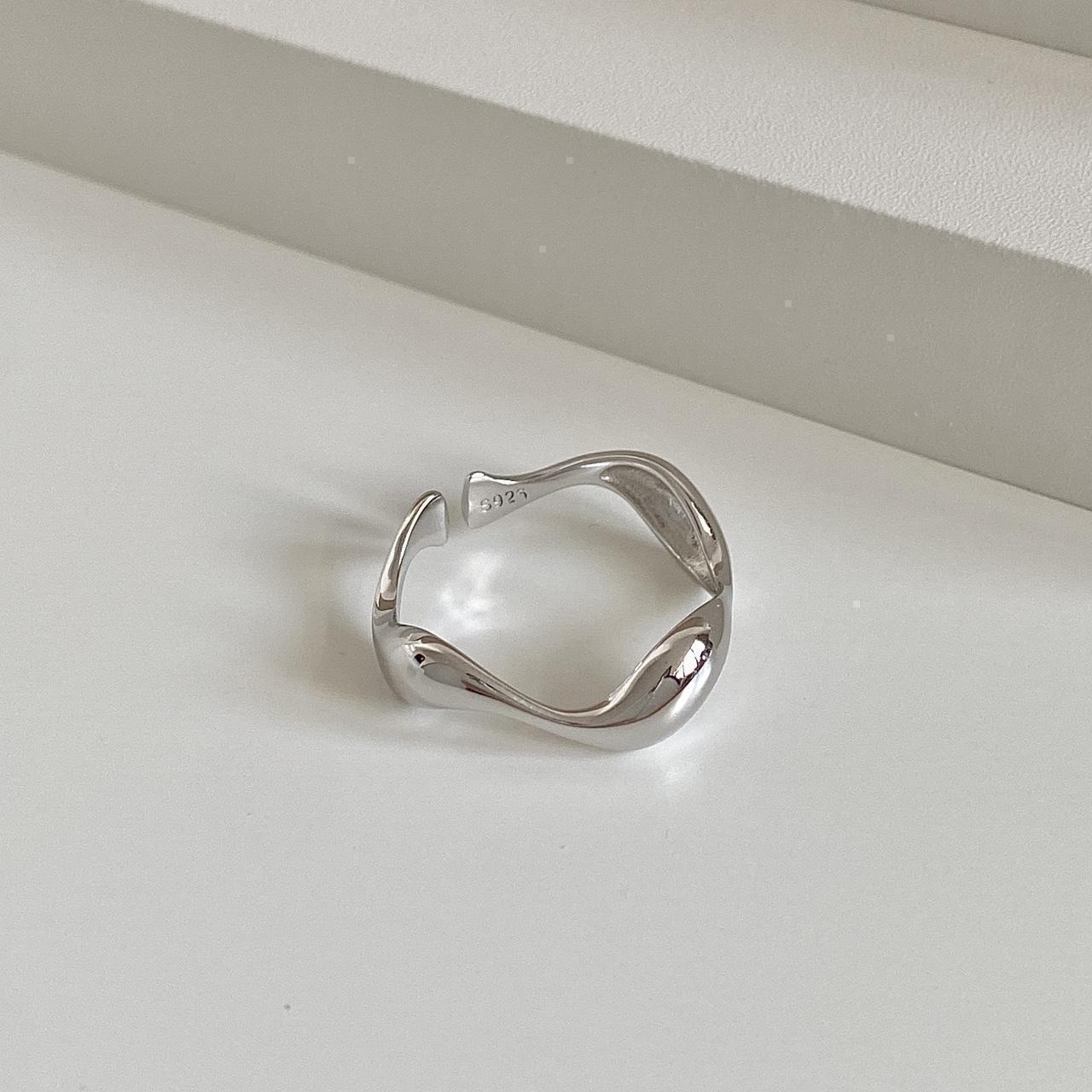 Wave Ring —— Silver - material: 925 sterling silver... - Depop