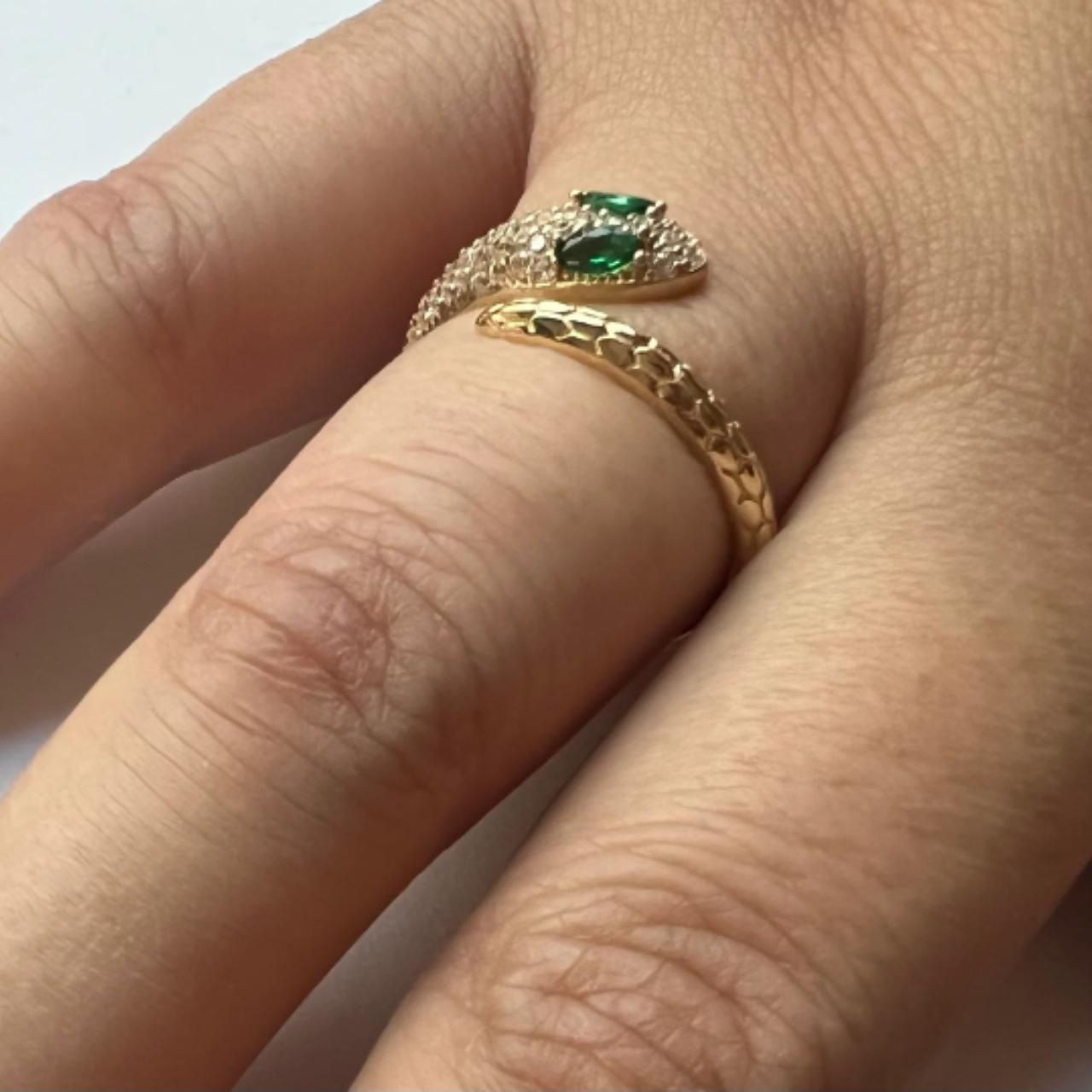 14k solid Gold Snake Ring | Stackable snake Ring |... - Depop