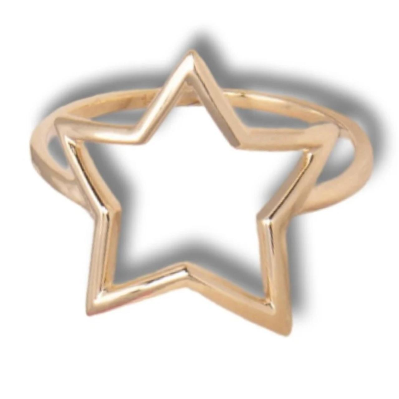 14k solid Gold Star Ring | Estrella Ring | Valentine... - Depop