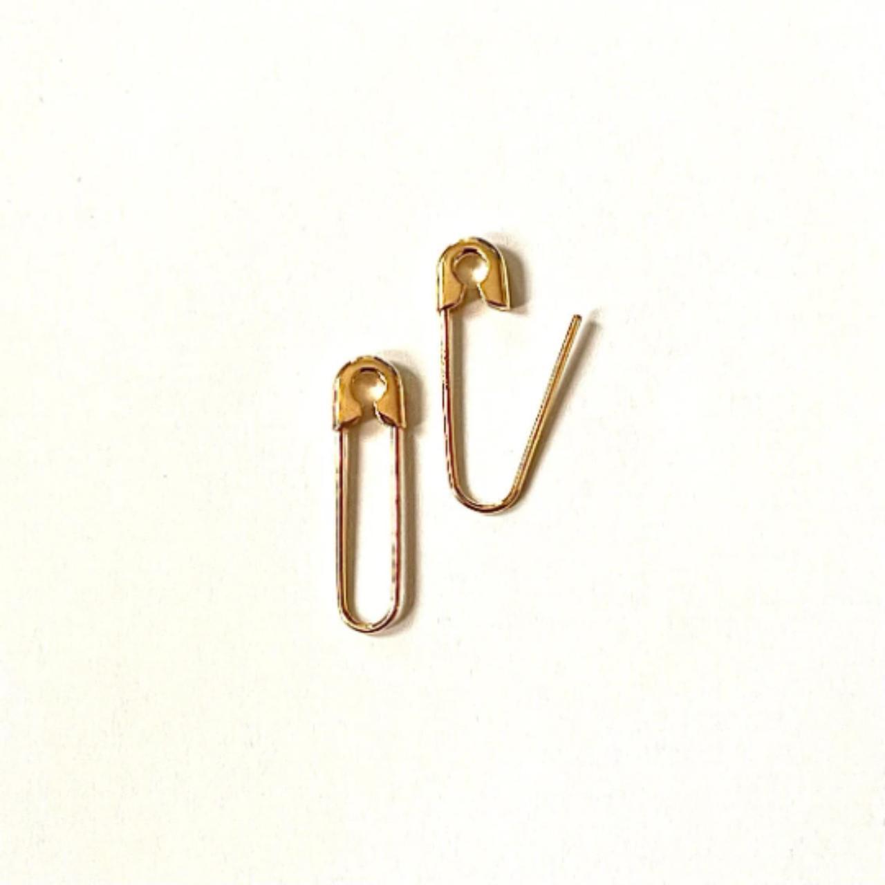 14k Real Gold Safety Pin earrings | Solid Gold... - Depop