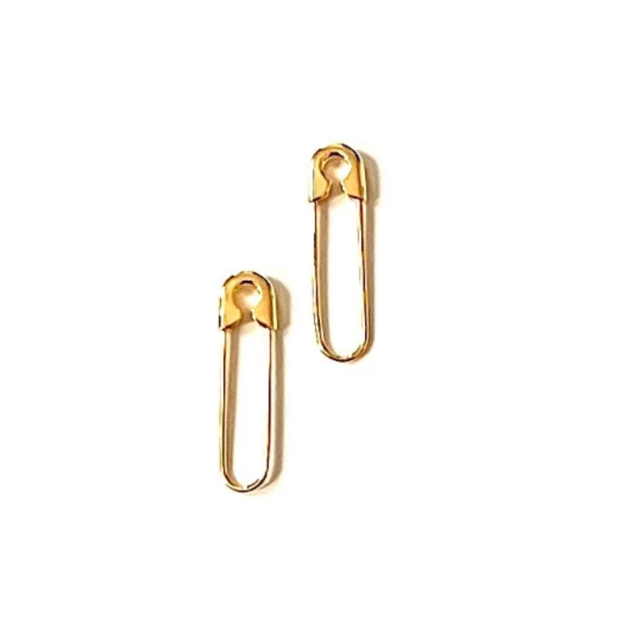 14k Real Gold Safety Pin earrings | Solid Gold... - Depop