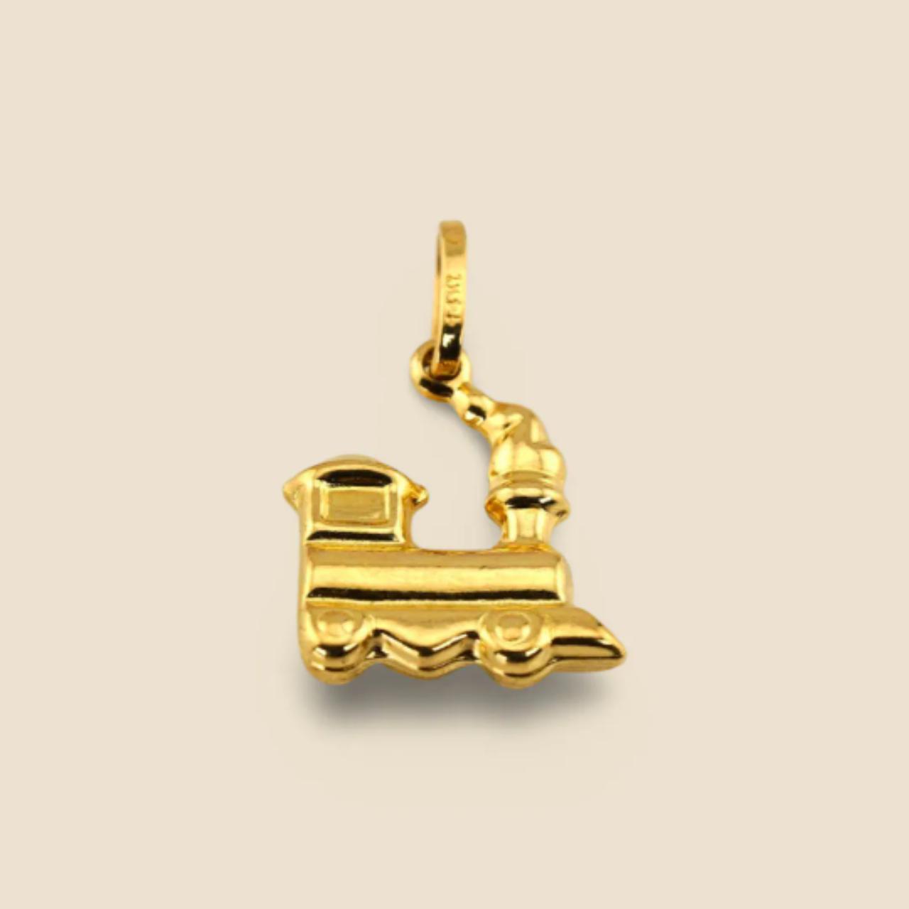 14K Yellow Real Gold Train of Love Pendant |... - Depop