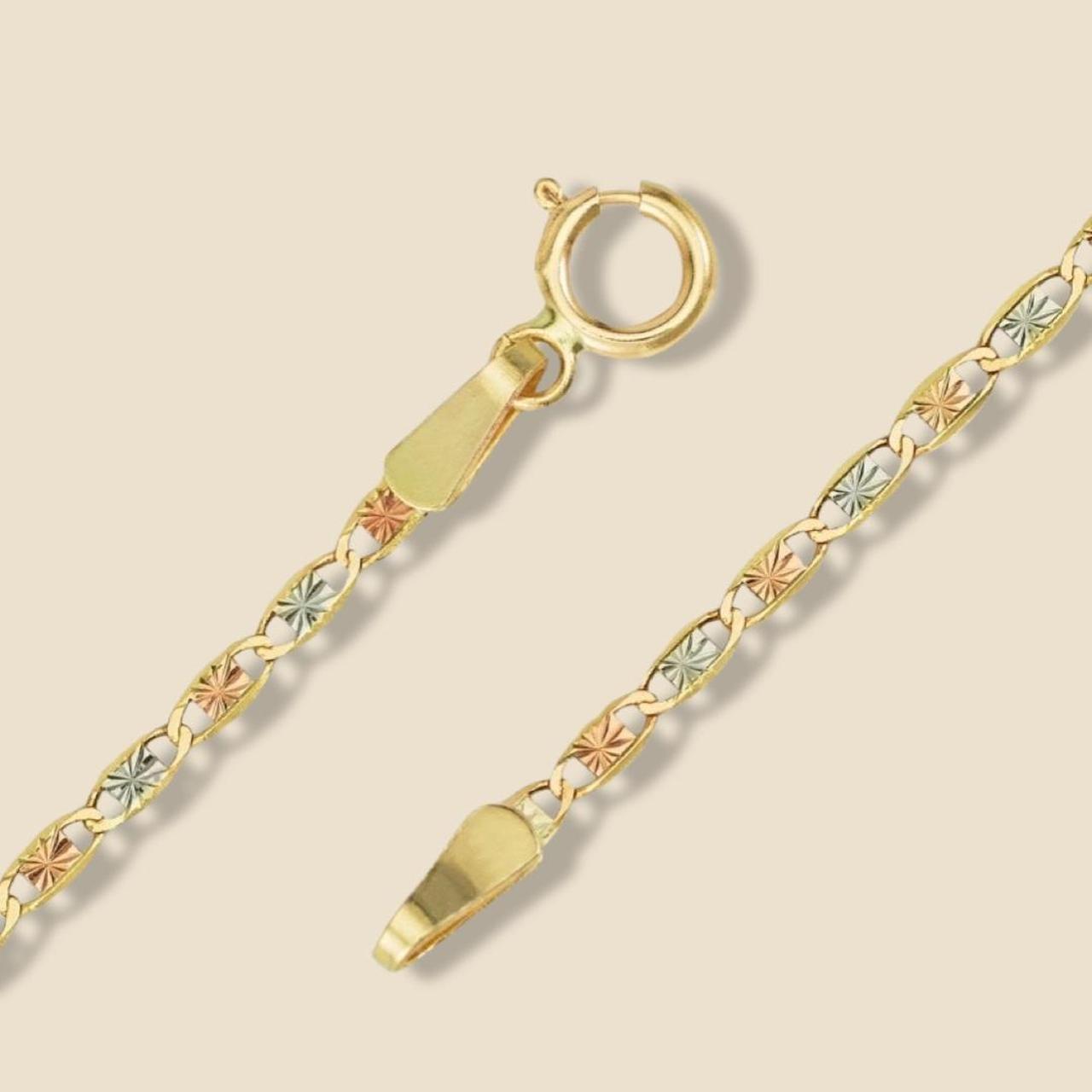 14k Solid Gold Tri-Color Chain Necklace | Birthday... - Depop