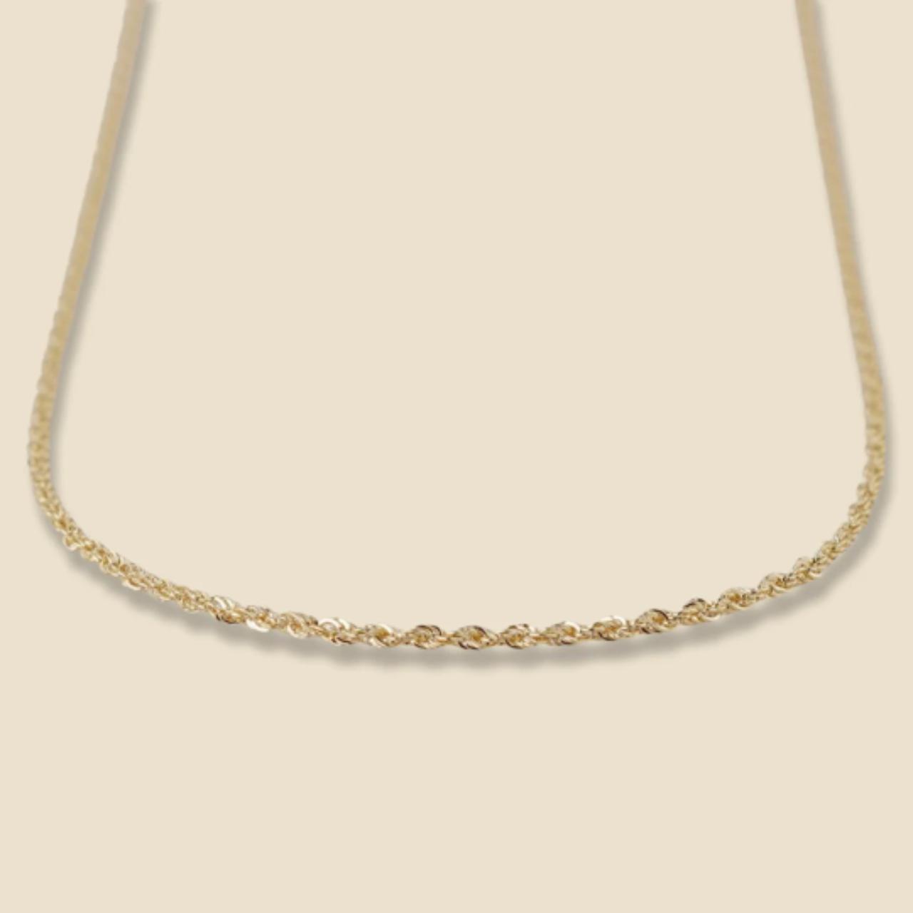 14k Real Gold Rope 1.5 mm Chain Necklace | 20 inches... - Depop
