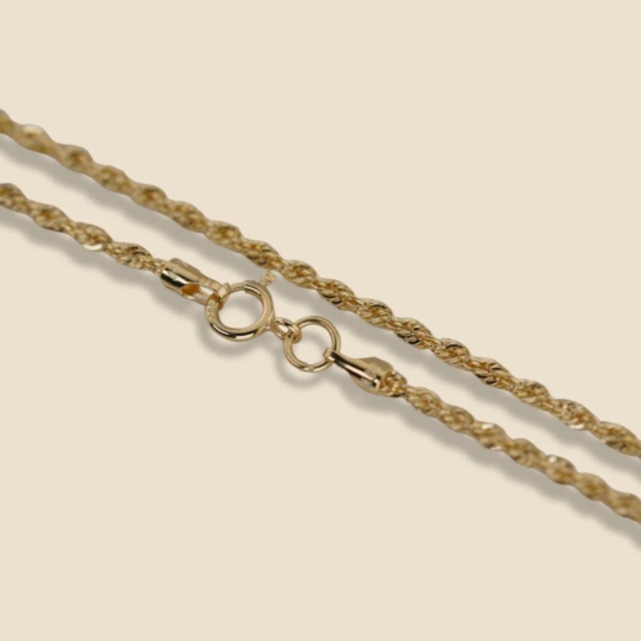14k Real Gold Rope 1.5 mm Chain Necklace | 20 inches... - Depop