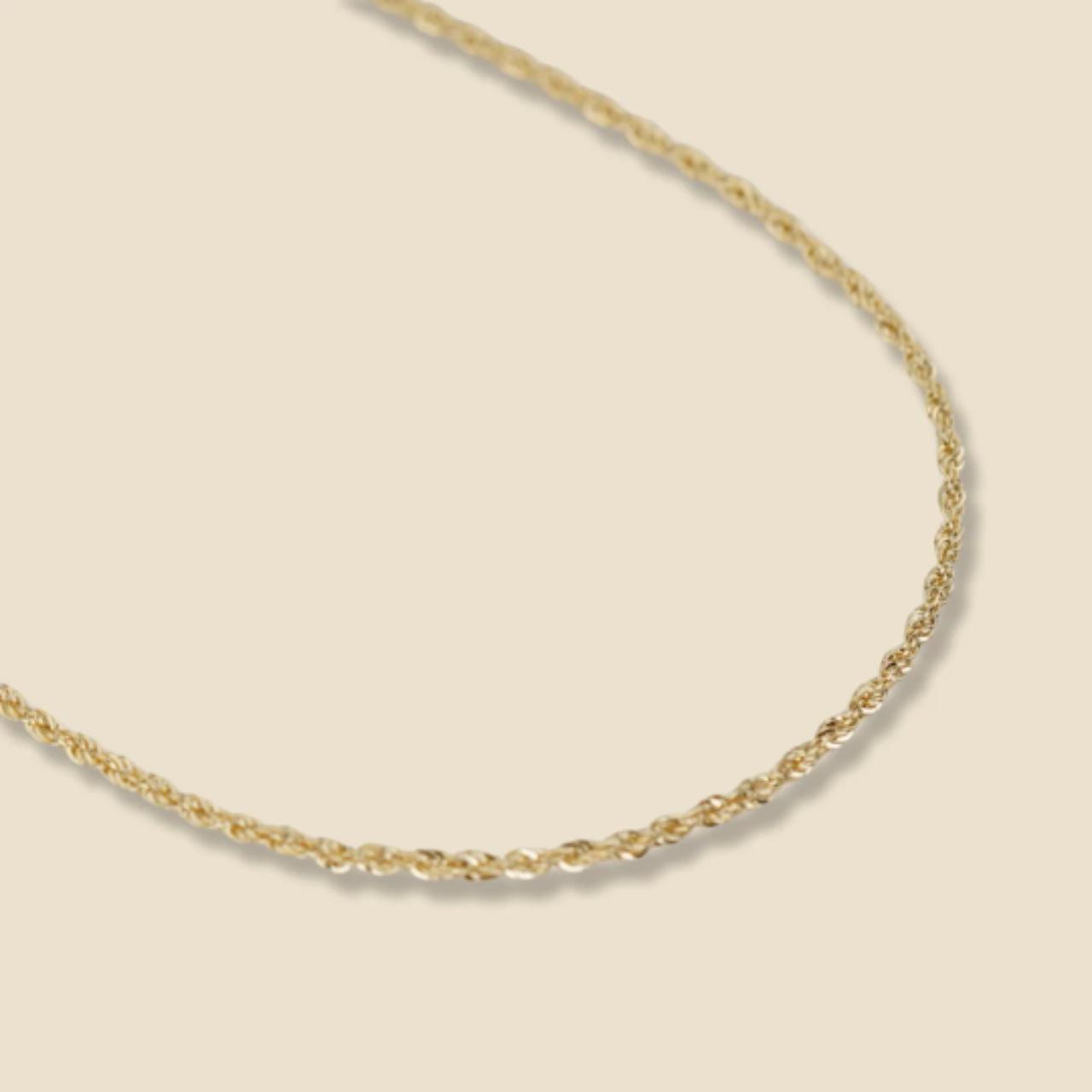 14k Real Gold Rope 1.5 mm Chain Necklace | 20 inches... - Depop