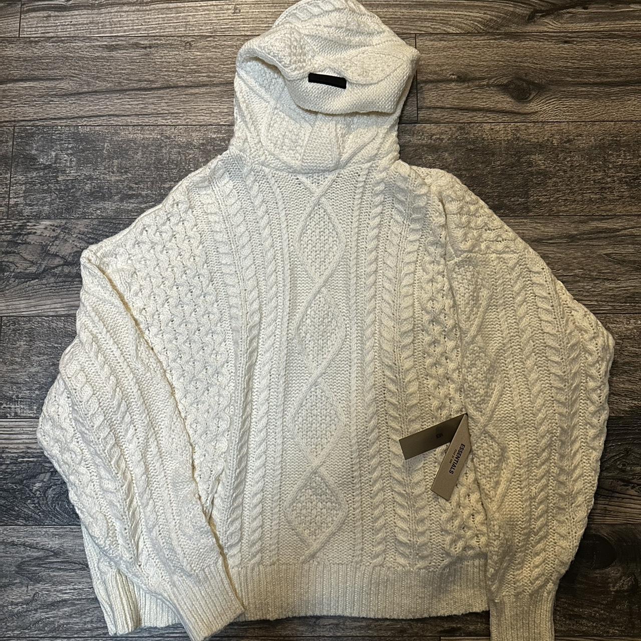 Fear of God x Essentials Cable Knit Hoodie Size... - Depop