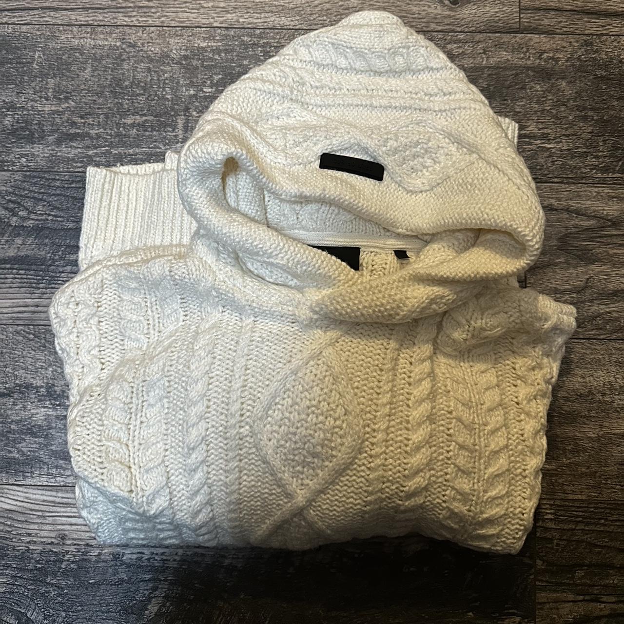 Fear of God x Essentials Cable Knit Hoodie Size... - Depop