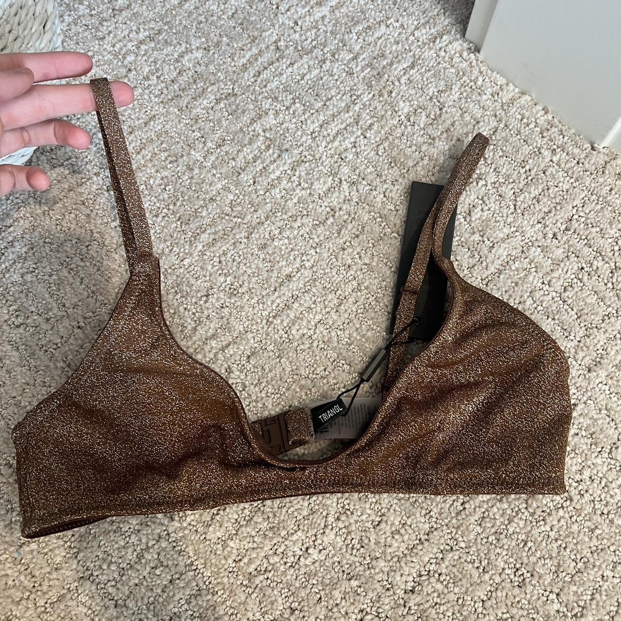 Triangl bikini: brown/tan glitter top only Brand... - Depop