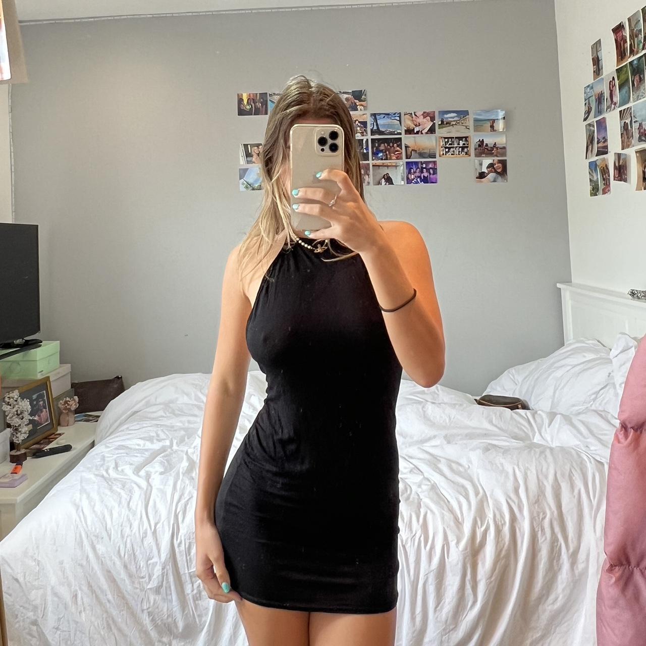 PLT backless halter neck black dress Size... - Depop