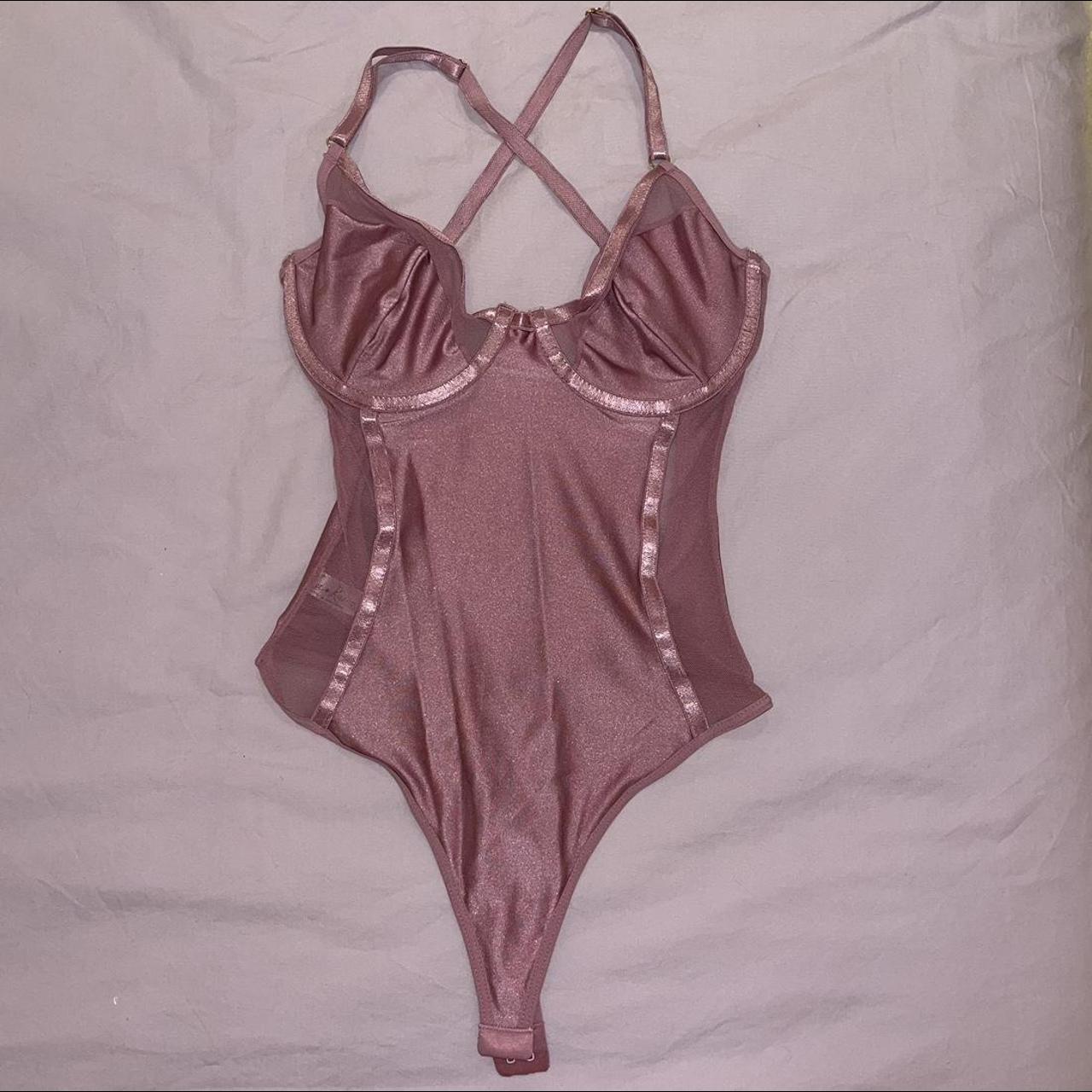 Pink bodysuit with open back Adjustable... - Depop