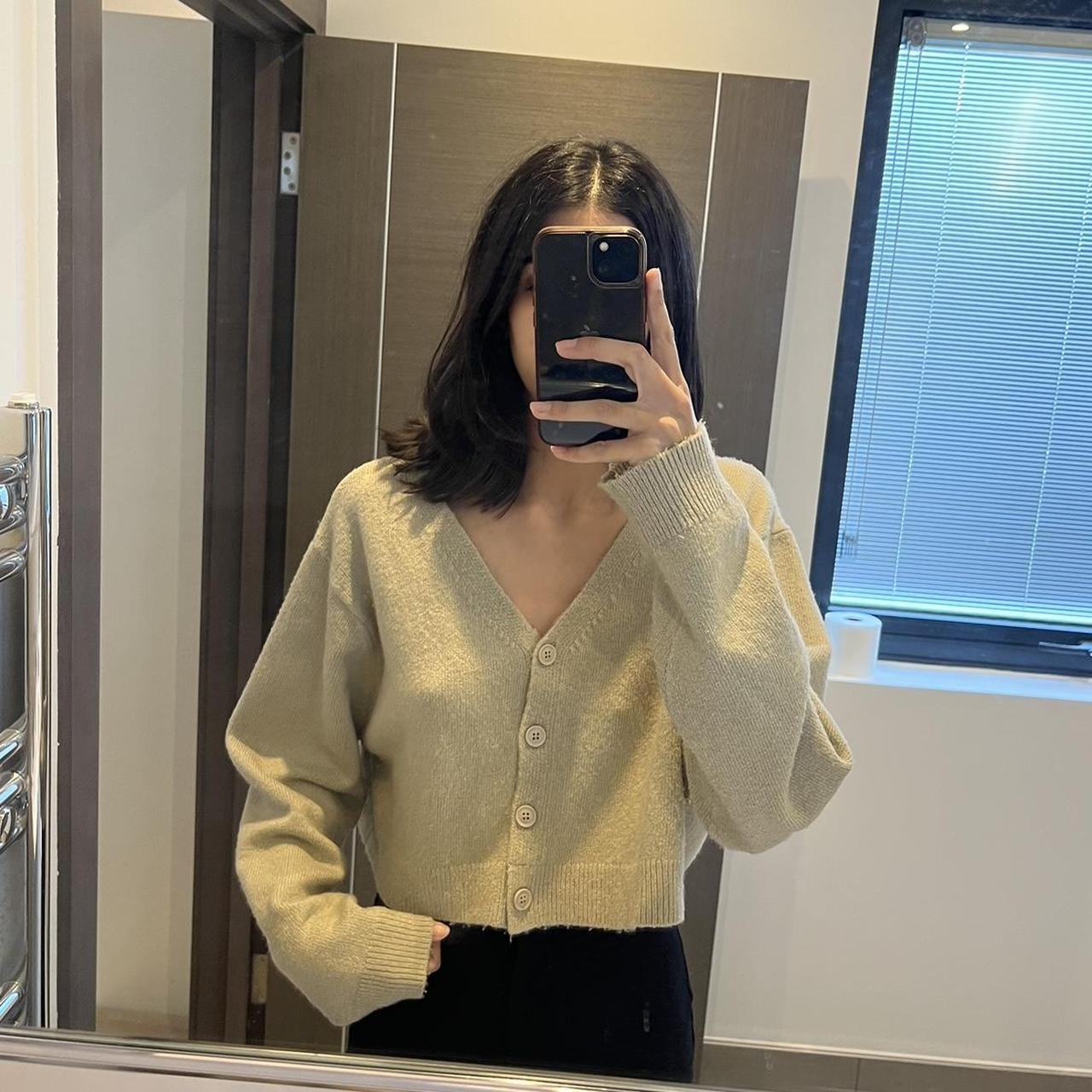 Beige cropped cardigan Soft comfy material Cute for... - Depop