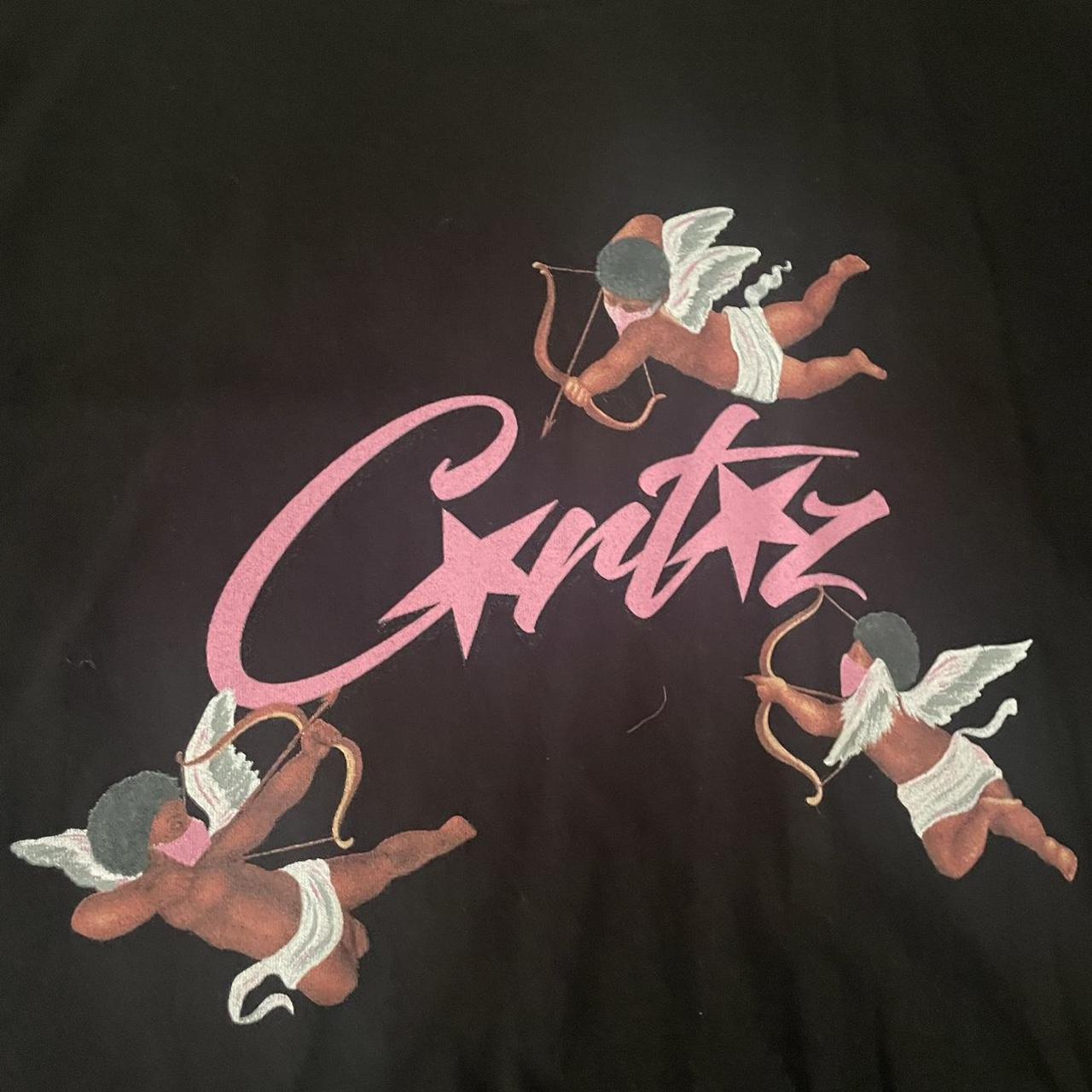 Corteiz Black and pink ALLSTARZ Valentines Cupid Tee... - Depop