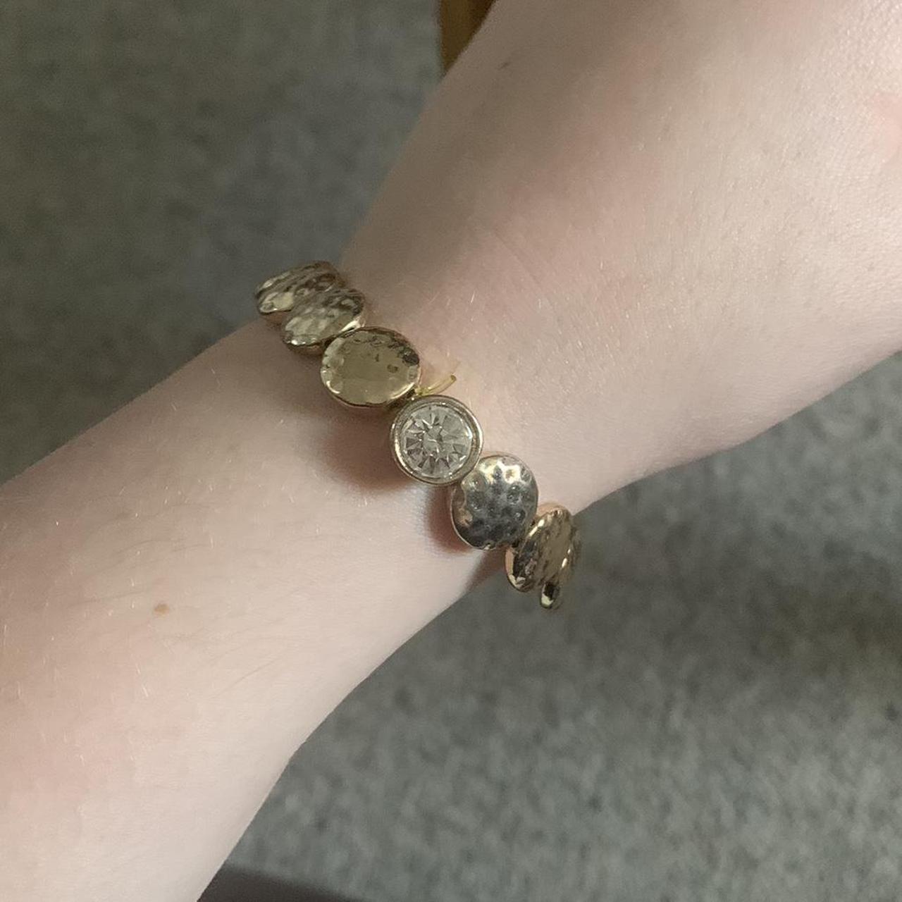 Elastic gold diamond bracelet 💎 Nice and weighty,... - Depop