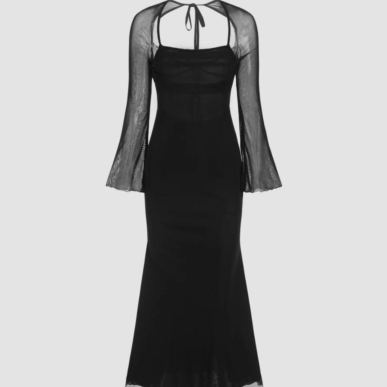 long sleeve mesh cider backless dress got for 28+... - Depop