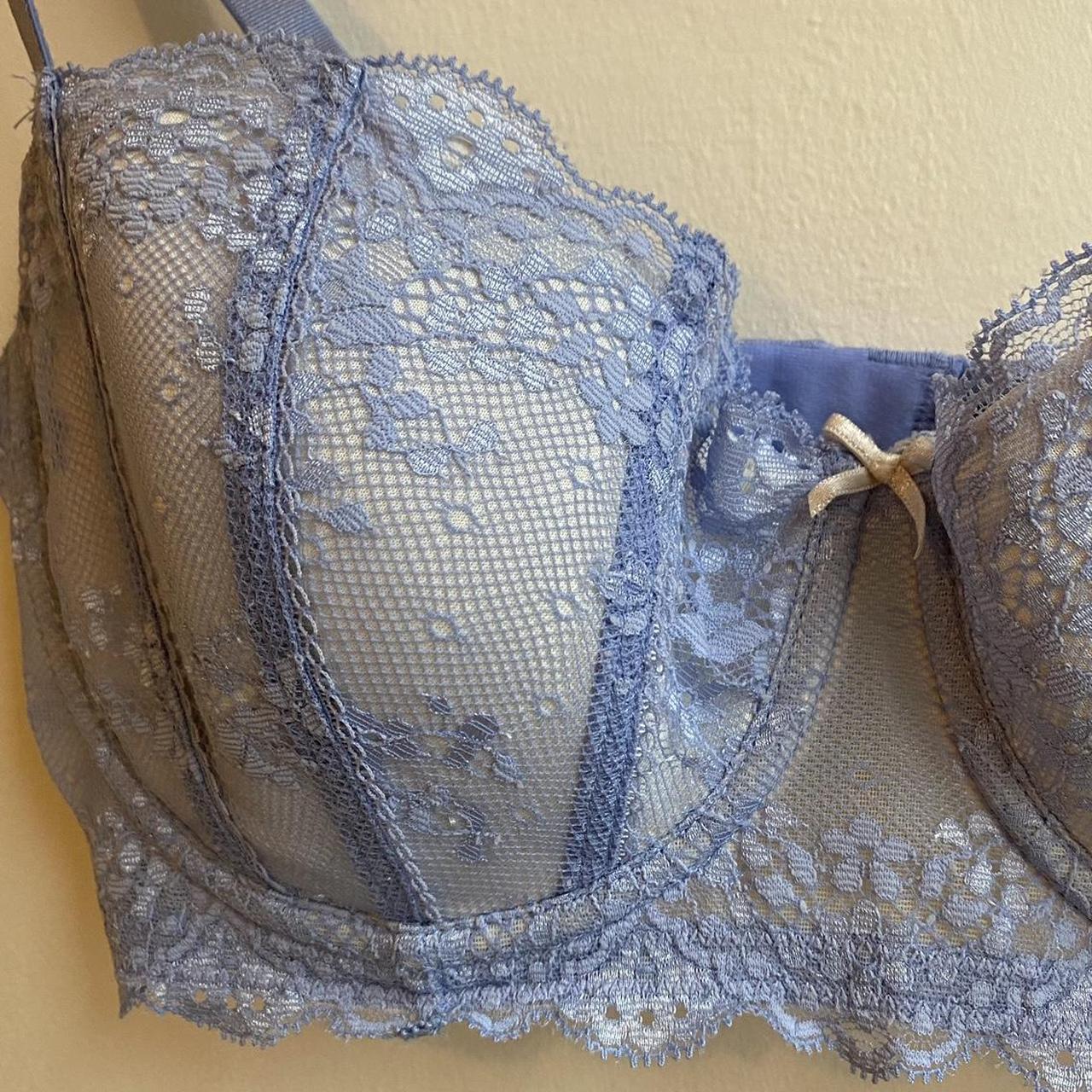 cutest lace bow bra 🩵🎀 size 12 D good... - Depop