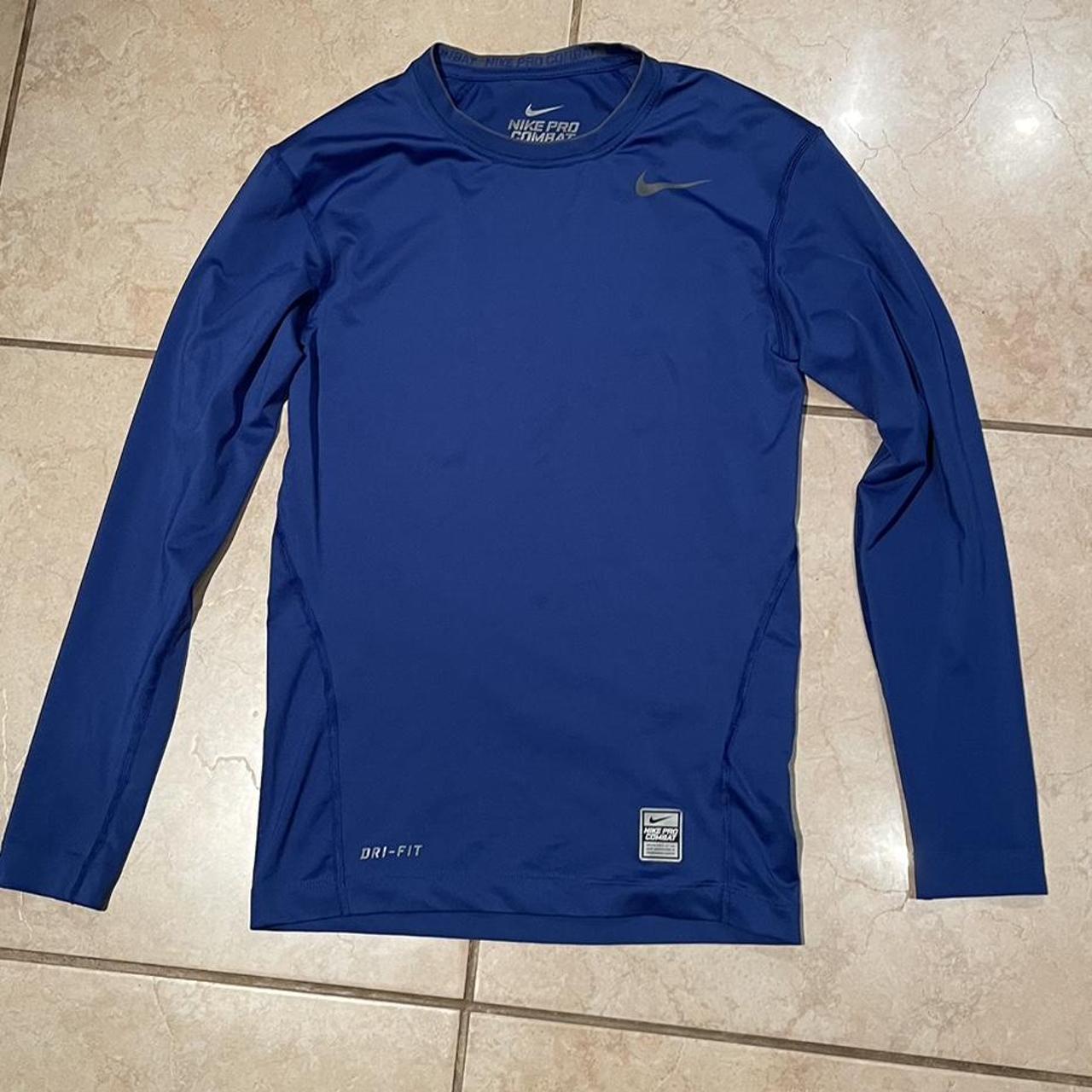 Nike pro combat dri fit compression fit blue long... - Depop