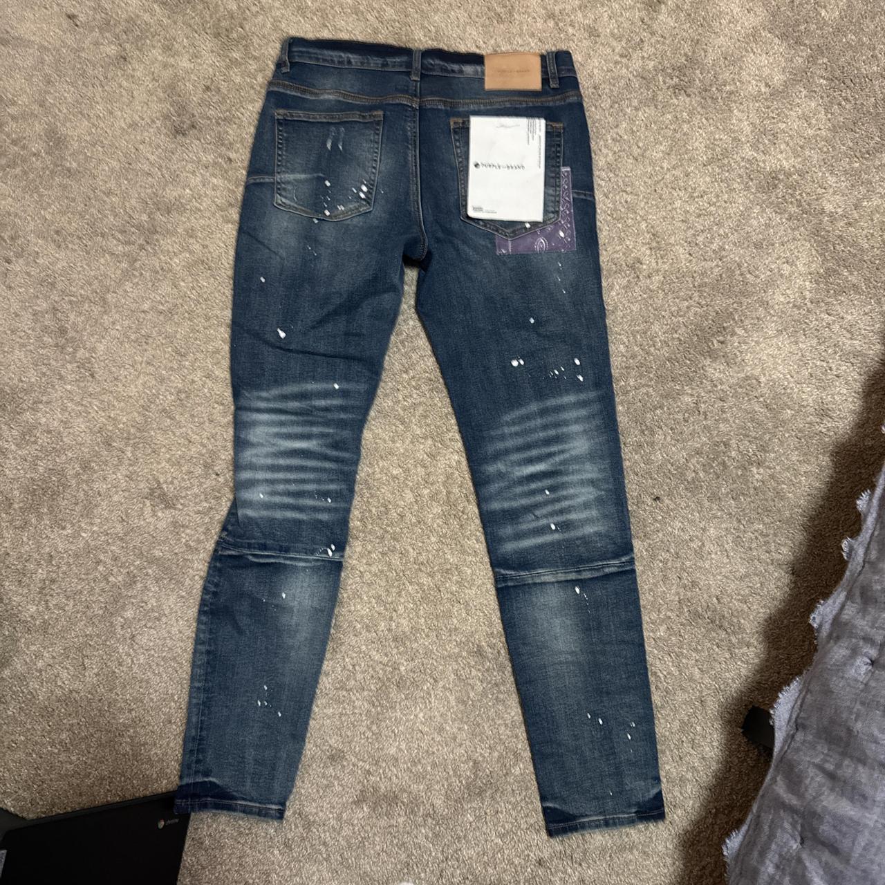 Purple Jeans slim fitting purple bandana rip jeans... | Depop