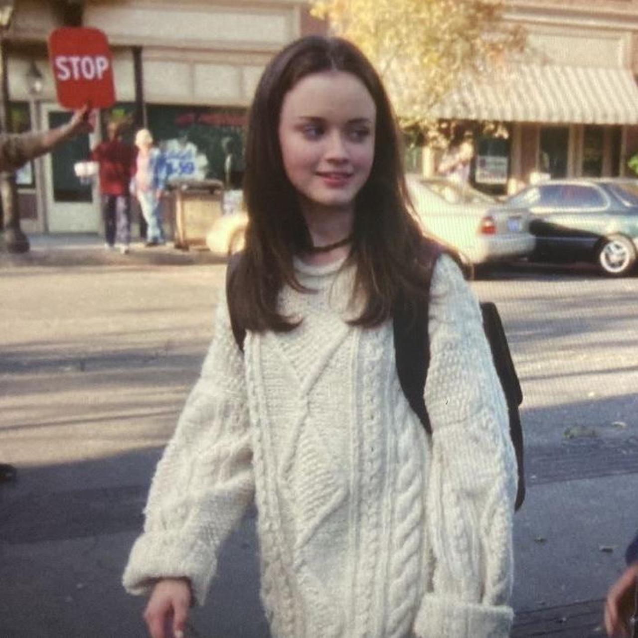 rory gilmore cream cable knit sweater 🍂 perfect for... - Depop
