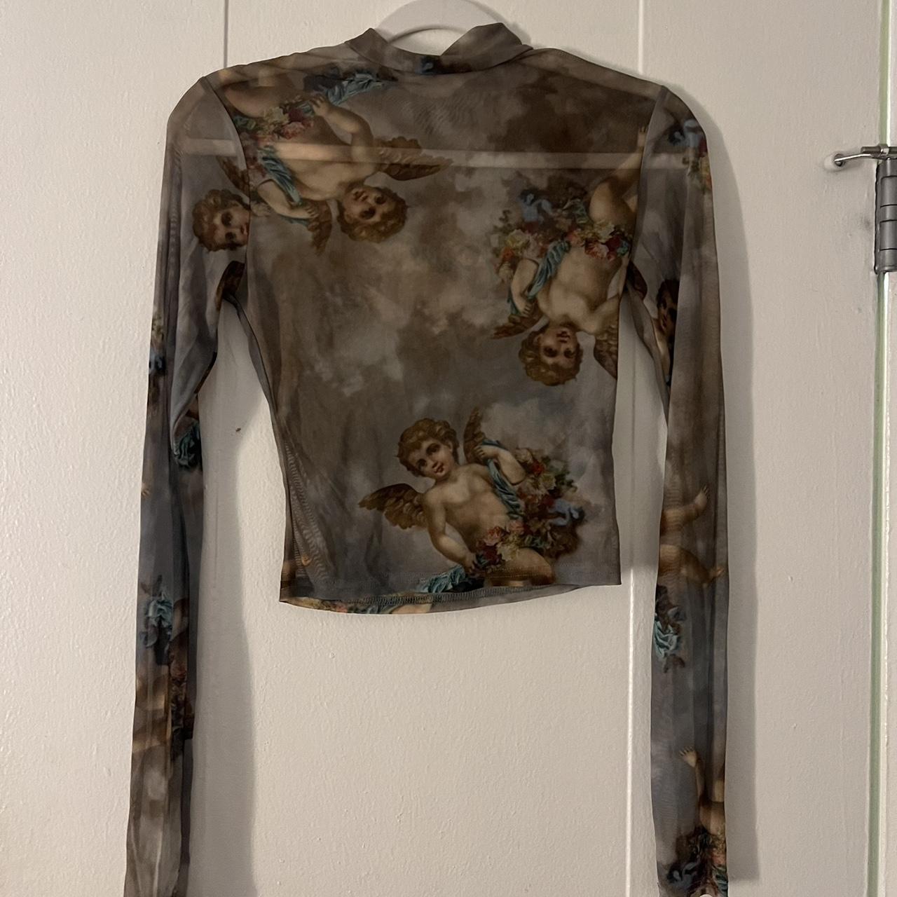 Angels Sheer Mesh Long Sleeve Crop Top Slightly... - Depop