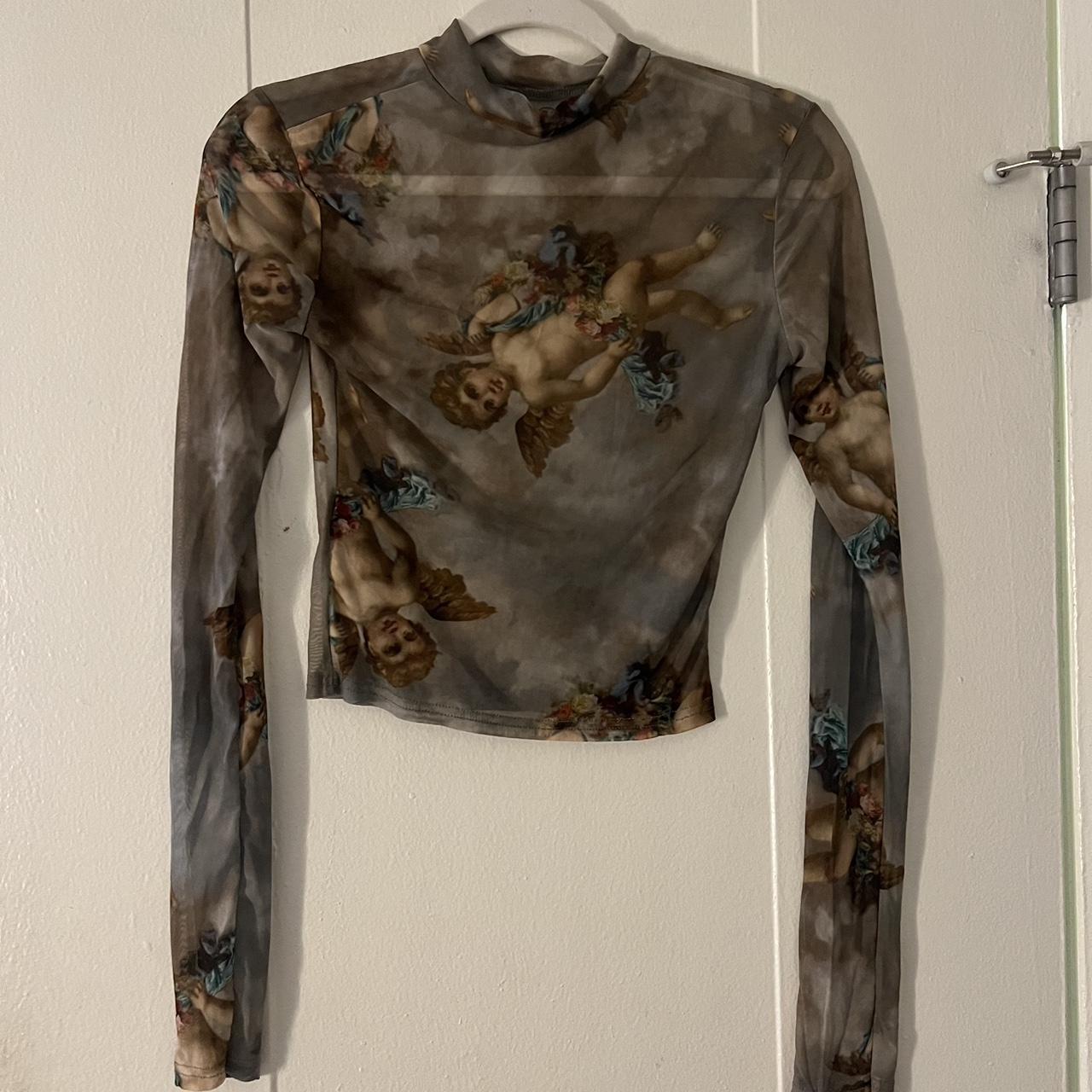 Angels Sheer Mesh Long Sleeve Crop Top Slightly... - Depop