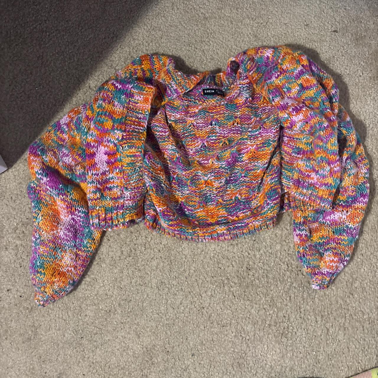 Colourful multi-coloured cardigan | Depop