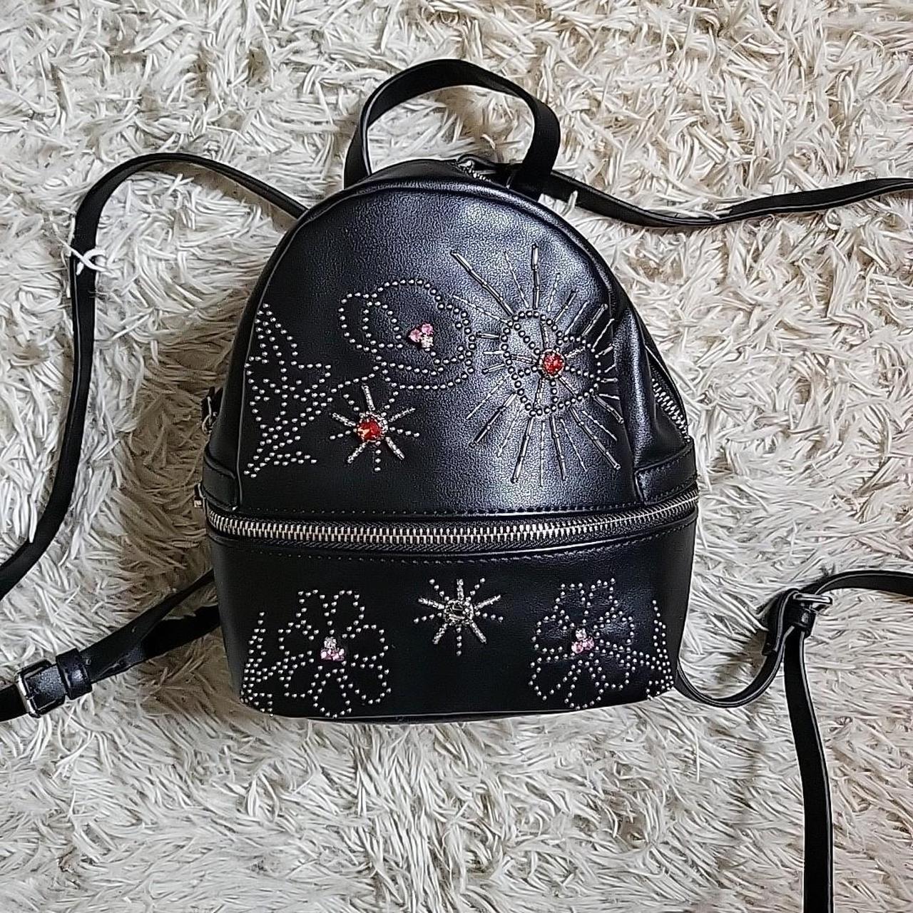 Topshop Rumina Mini Backpack Black with Floral &... - Depop