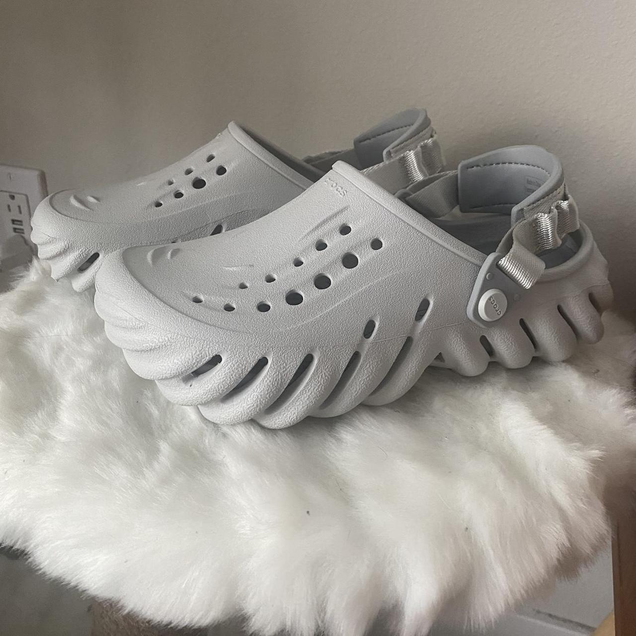 Crocs Women's Grey Clogs | Depop