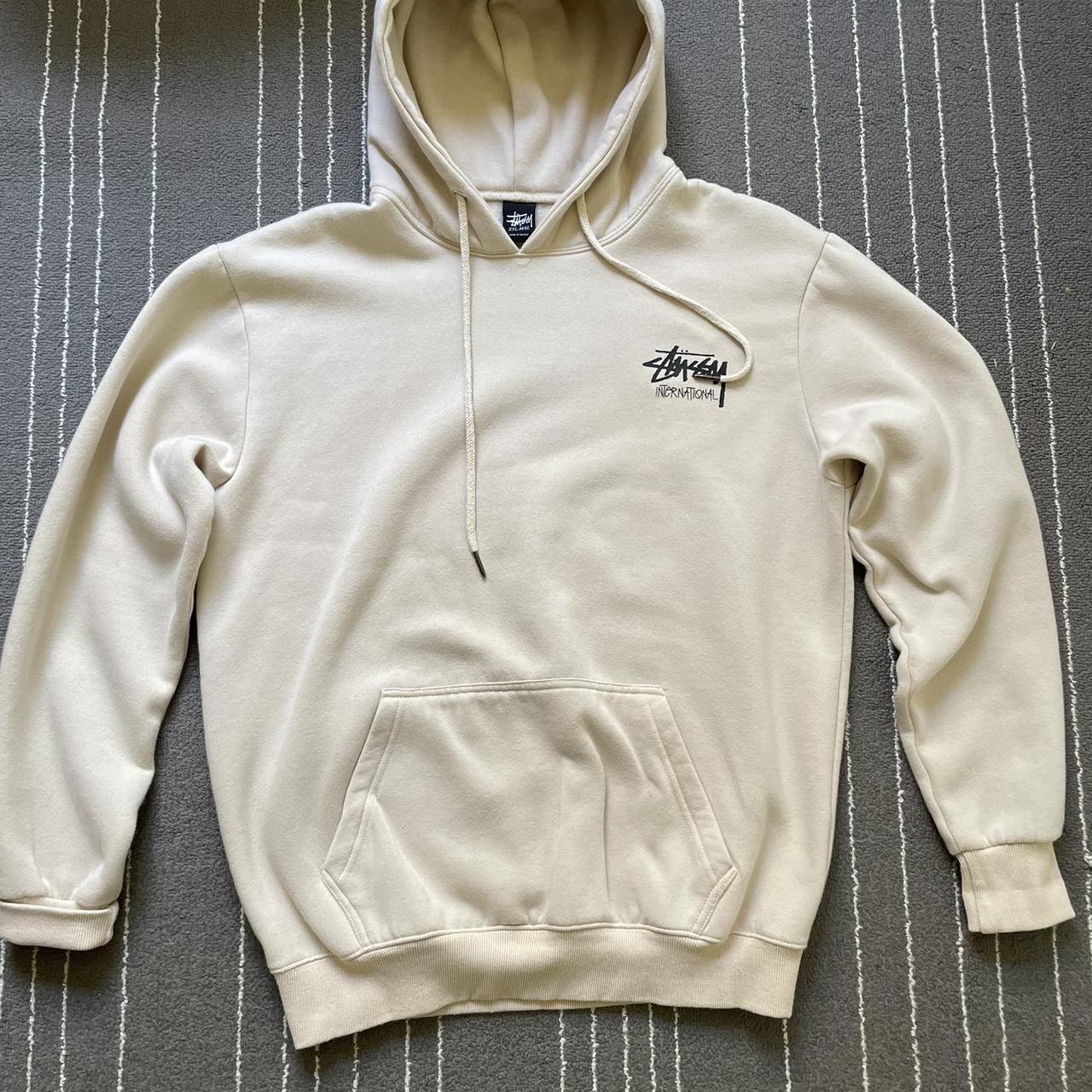 Stüssy Men's Cream Hoodie XXL but fits more like a... - Depop