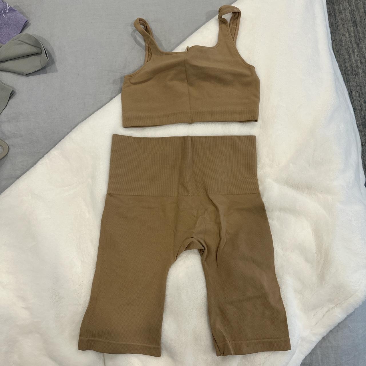 This is a tan workout set that is a size Medium.... - Depop