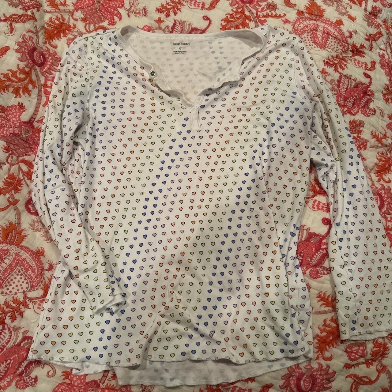 Roller Rabbit disco heart pajamas size: womens... - Depop