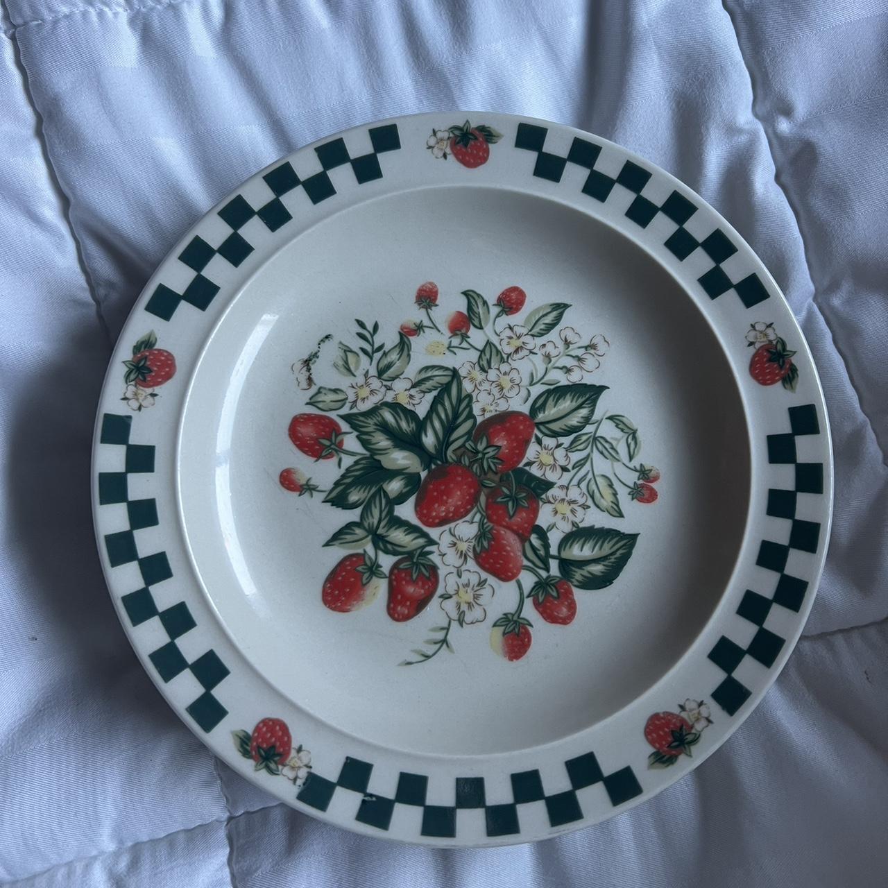 Cutest Gibson strawberry checkered small plates 4... - Depop