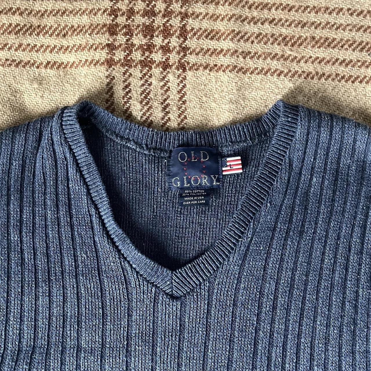 Grayish-Blue Sweater Vest - Old Glory - Medium... - Depop