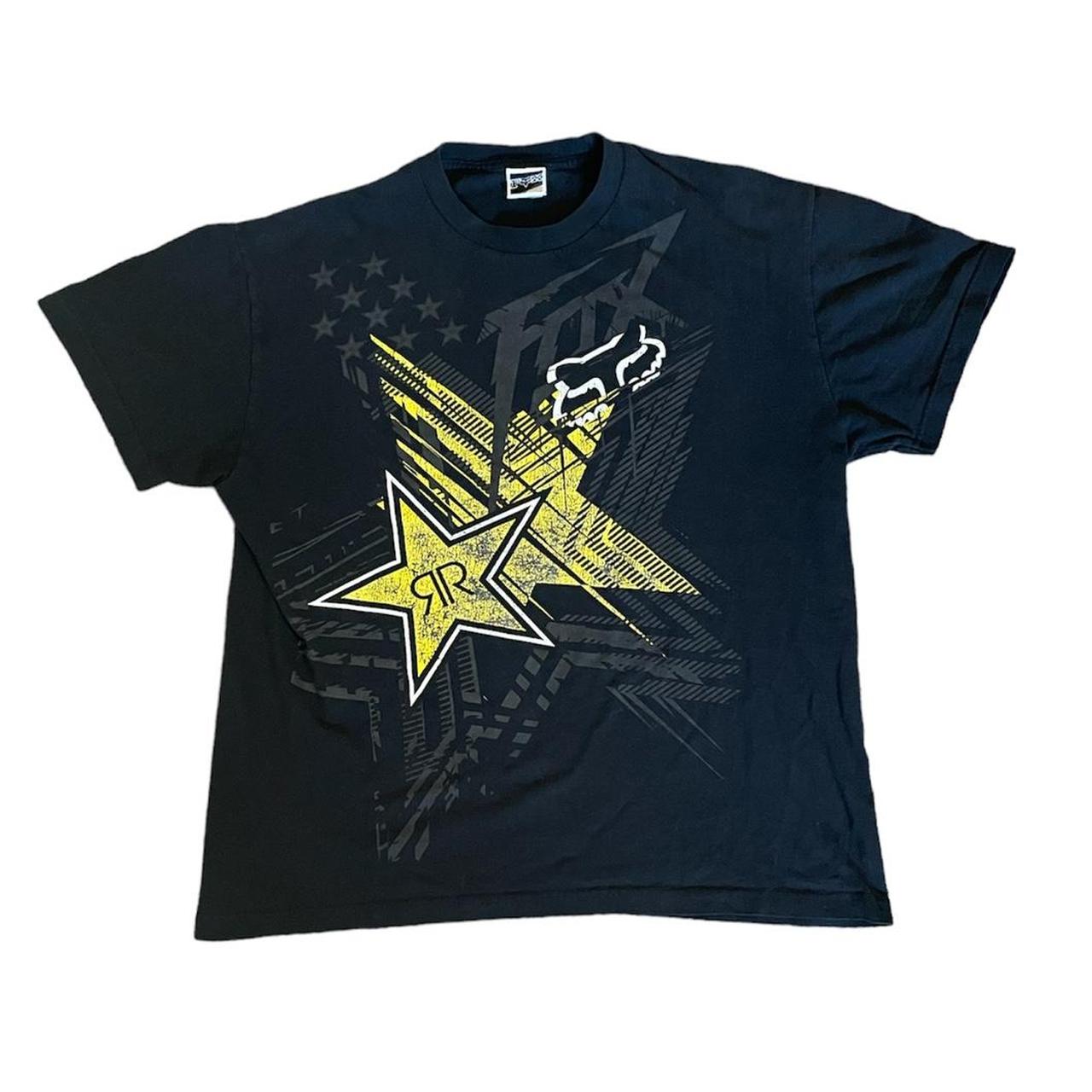 Fox Racing Men's Yellow and Black T-shirt | Depop