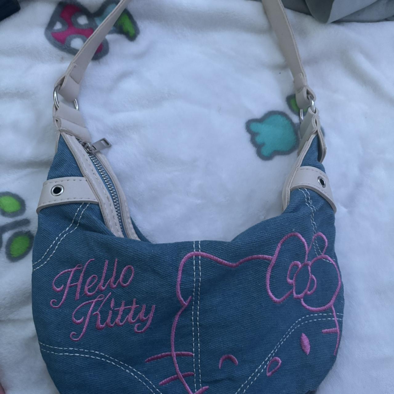 Cute Hello Kitty denim shoulder bag #hellokitty... - Depop