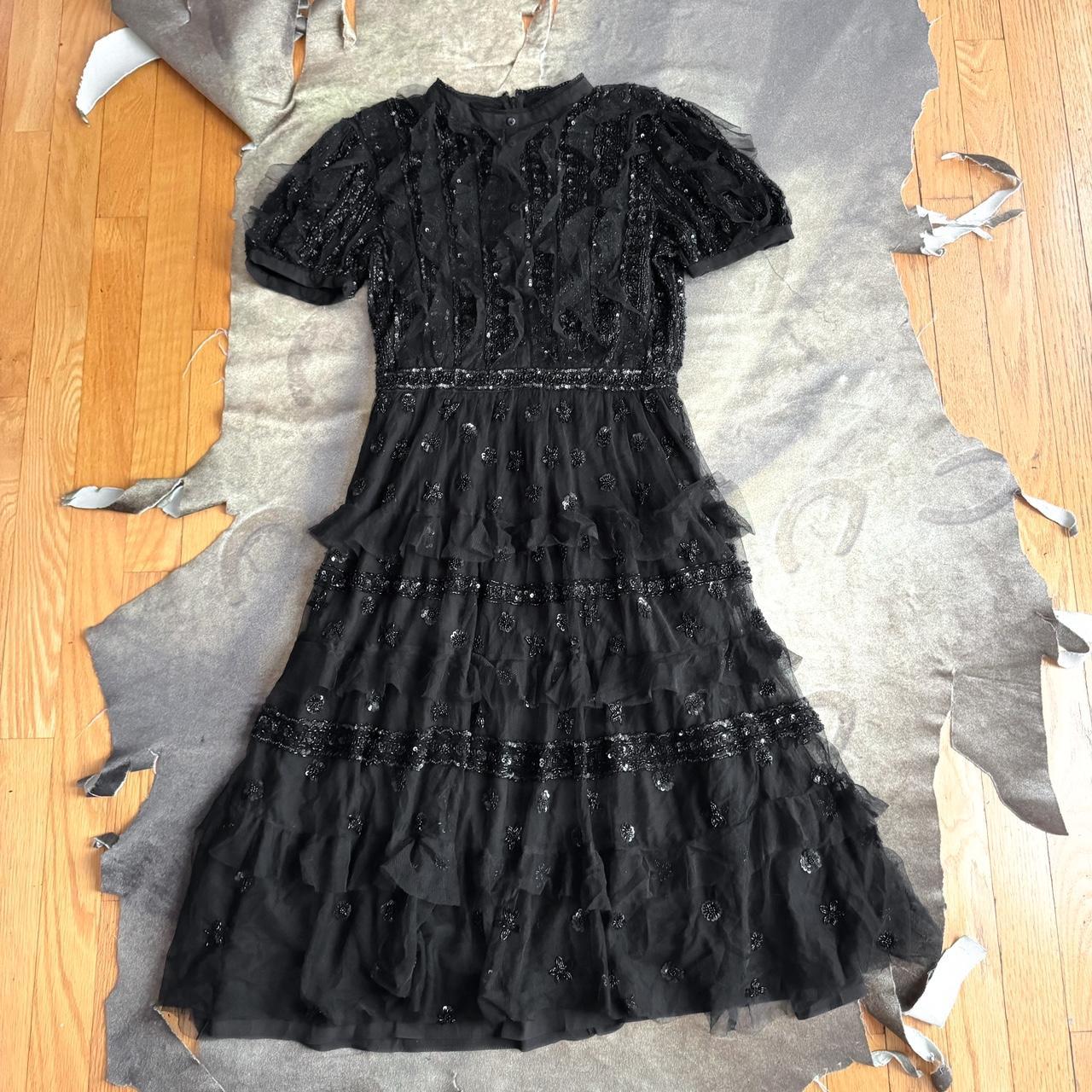 Needle & thread black goth evening prom mesh tulle... - Depop